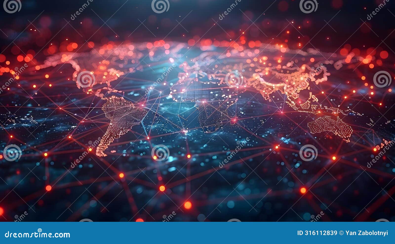 Worldwide Connectivity Network Map. Concept Telecommunication ...