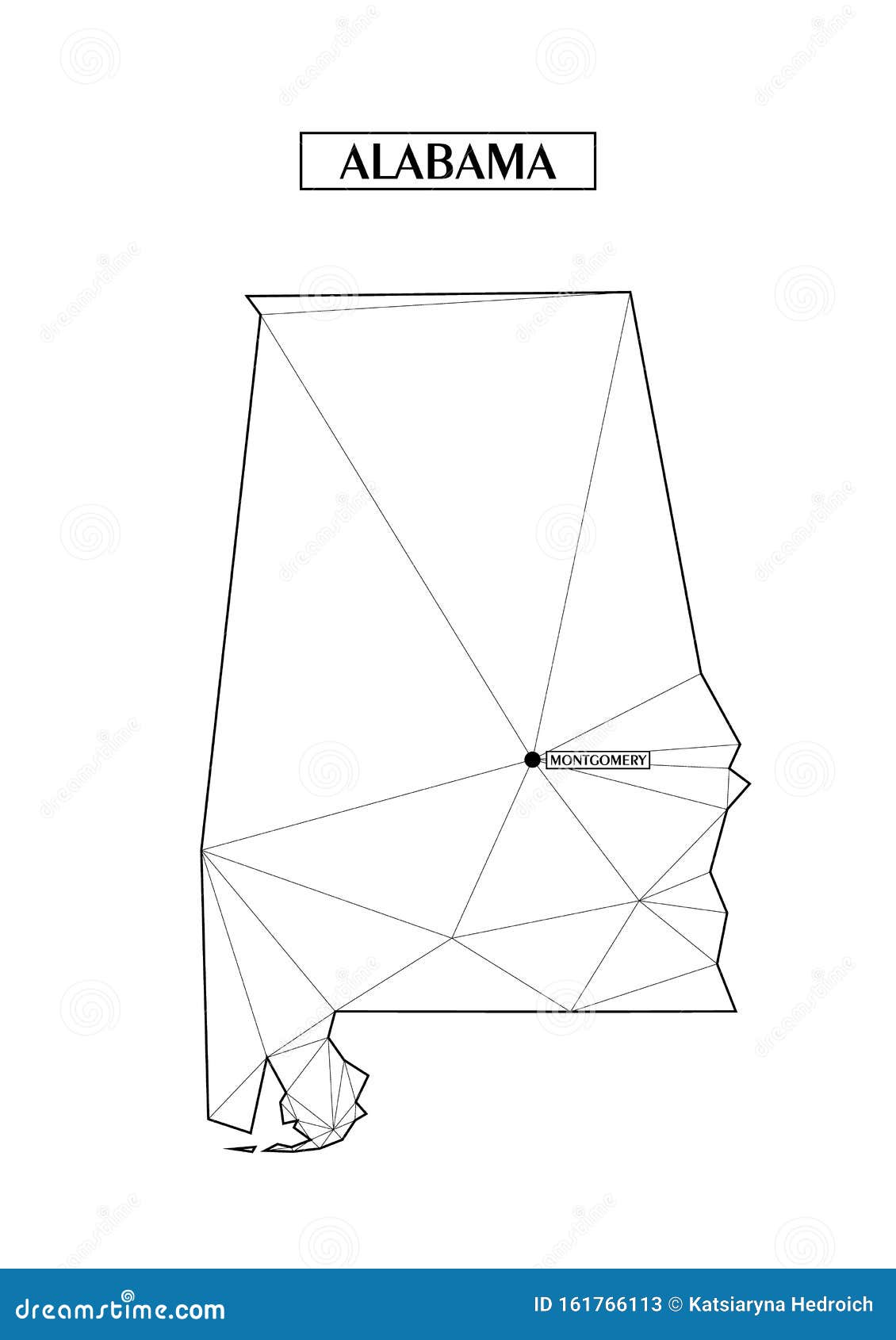 Polygonal Abstract Map State of Alabama with Connected Triangular ...