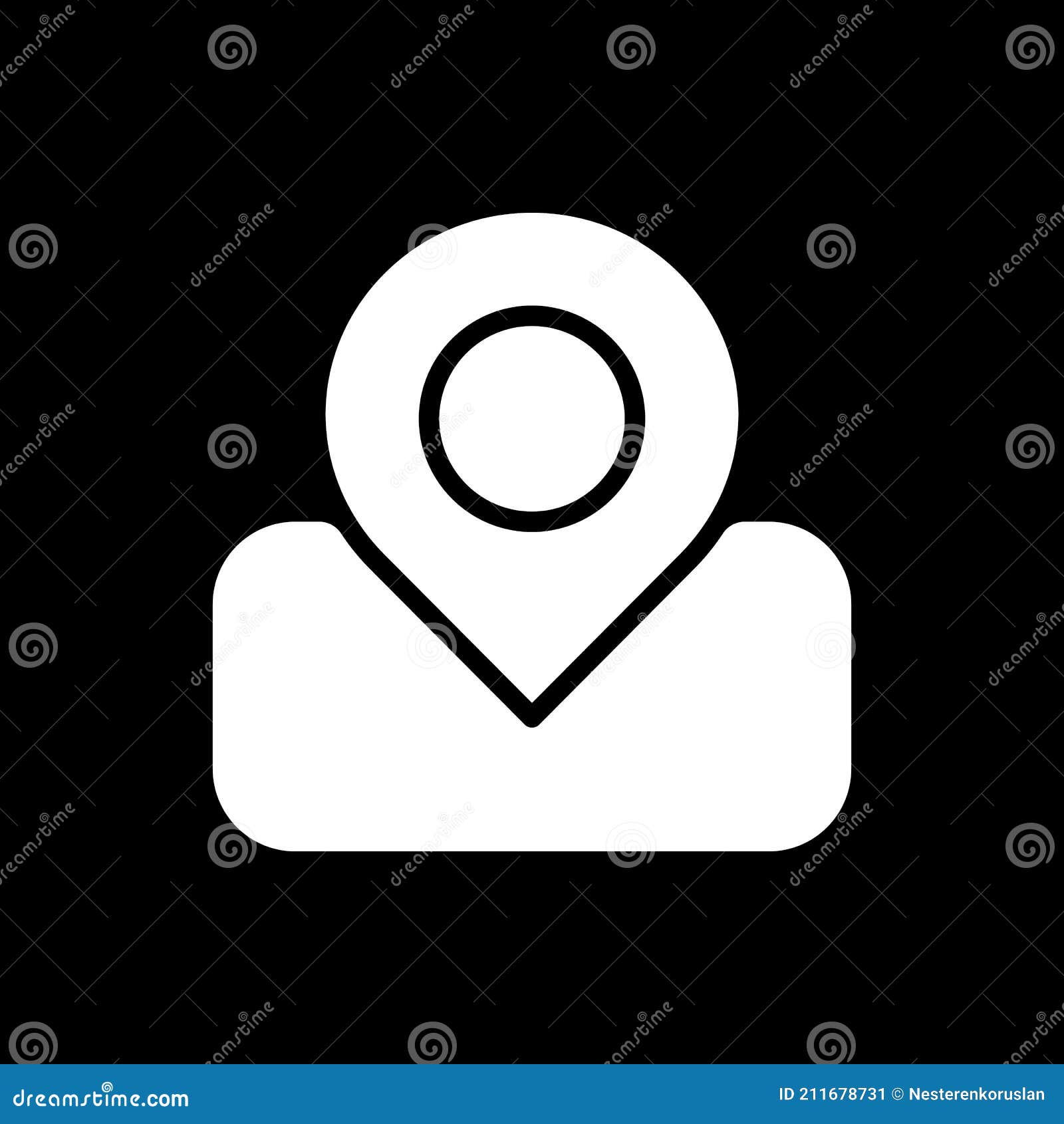 Maps App Dark Mode Glyph Icon Stock Vector - Illustration of white ...