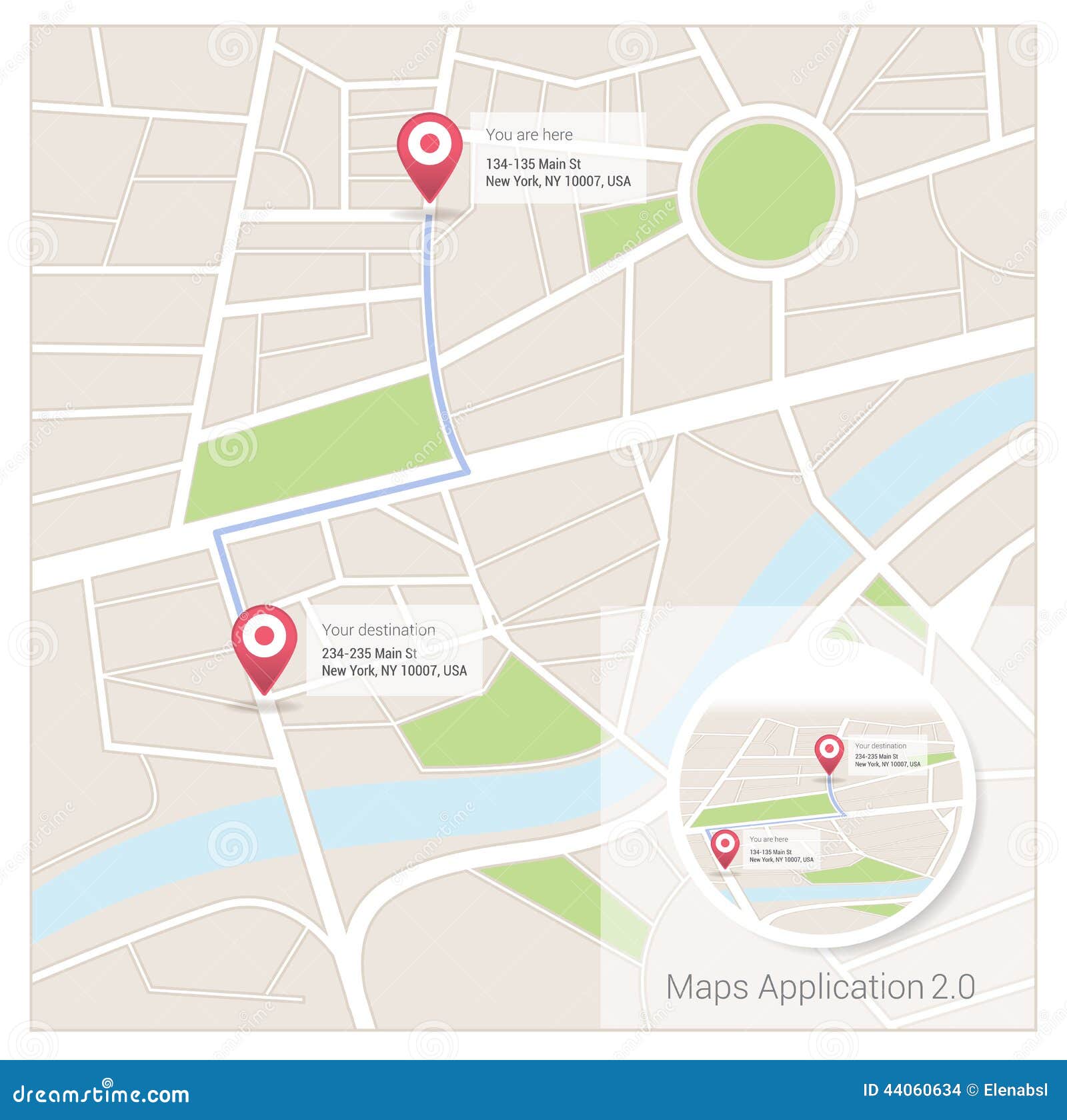 Maps app stock vector. Illustration of avenue, maps, crossroad - 44060634