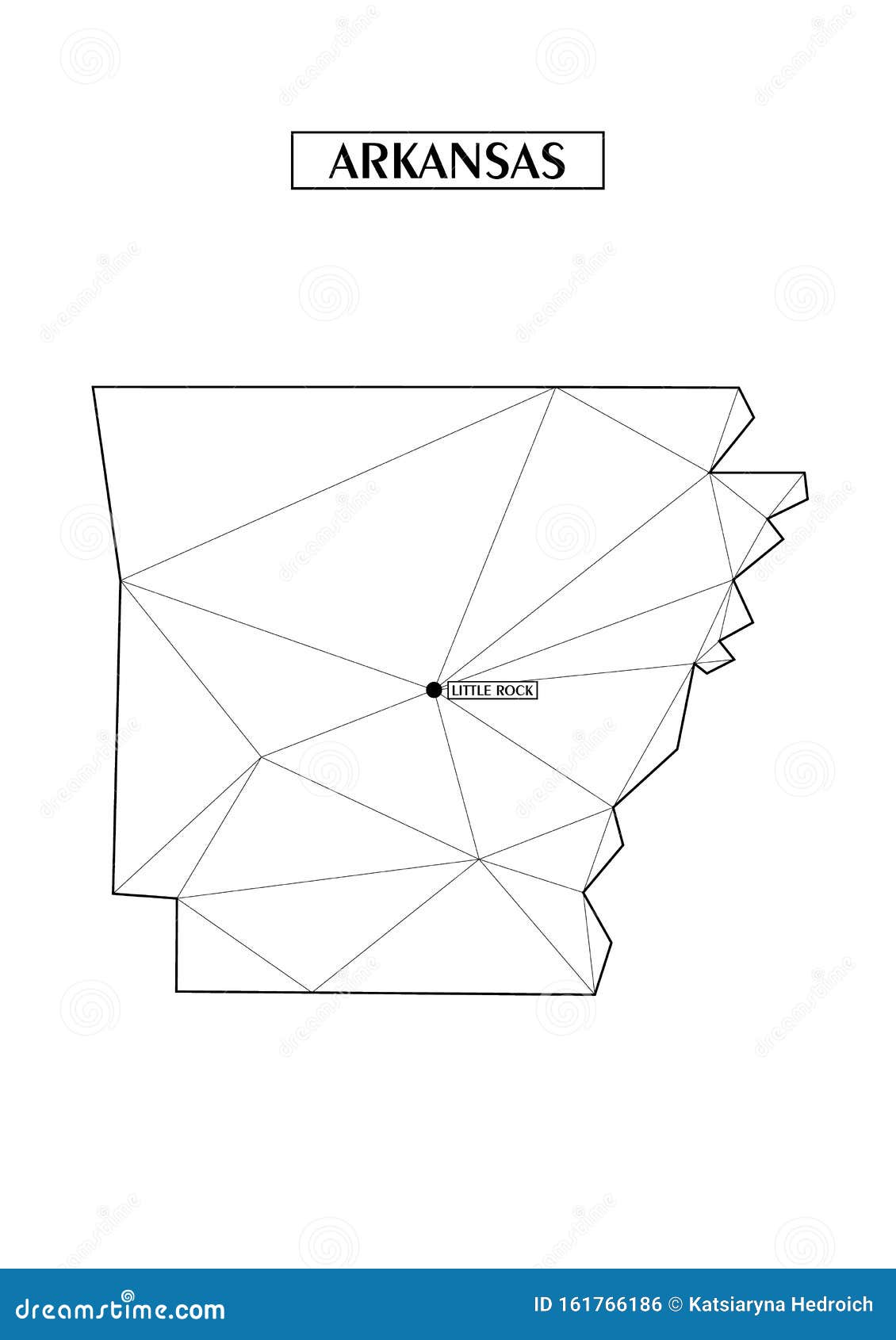 Polygonal Abstract Map State of Arkansas with Connected Triangular ...