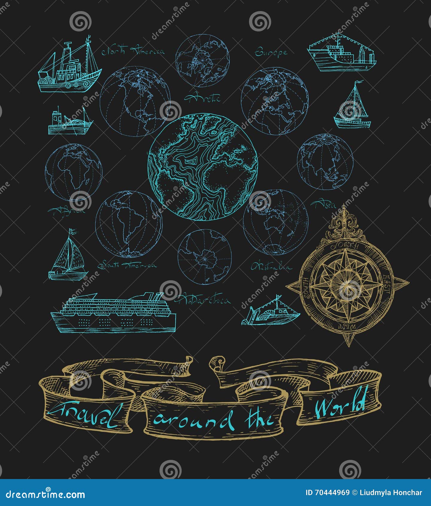 Maps atlas continents. stock vector. Illustration of drawing - 70444969