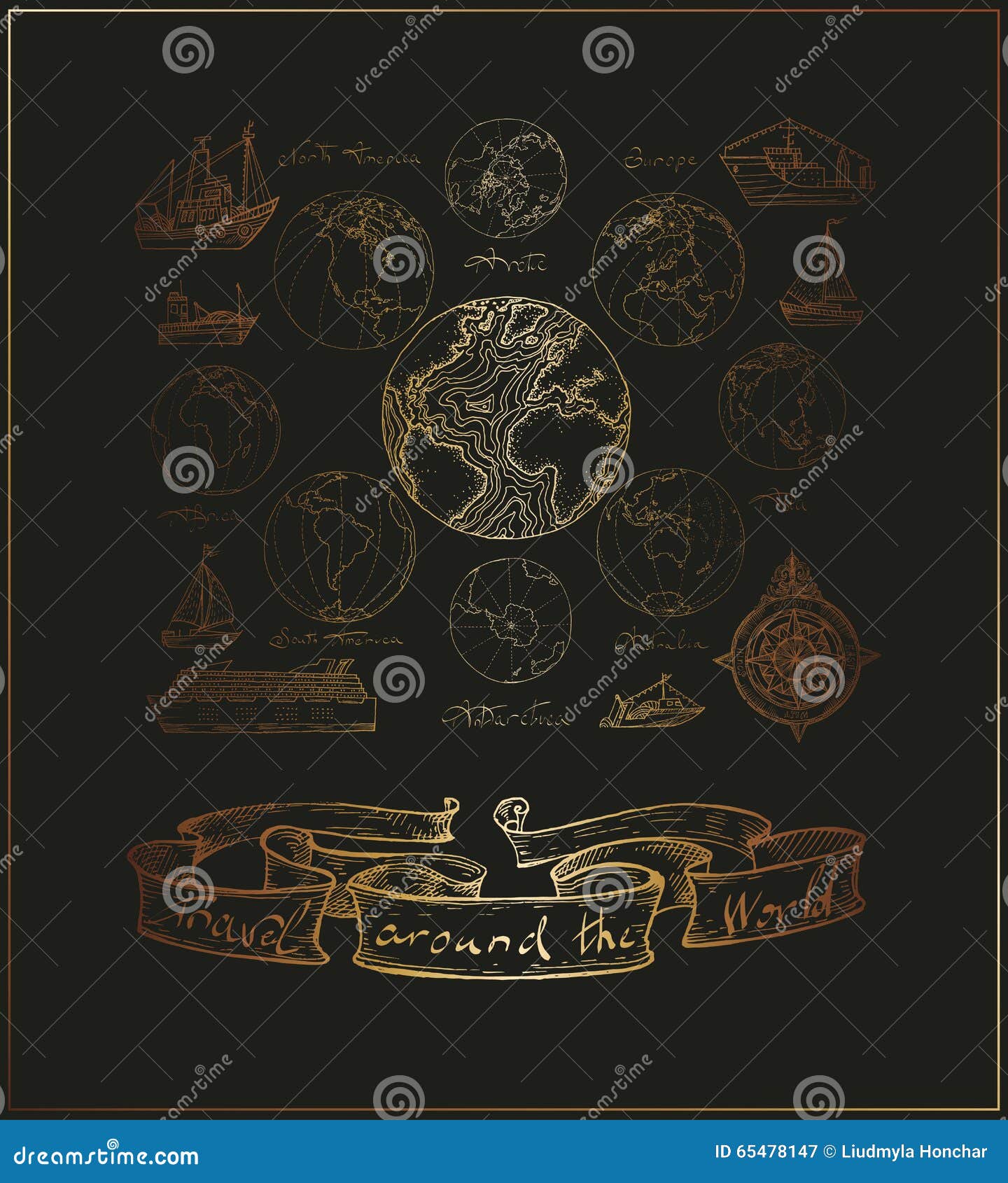 Atlas Of Continents Cartoon Vector | CartoonDealer.com #6628641