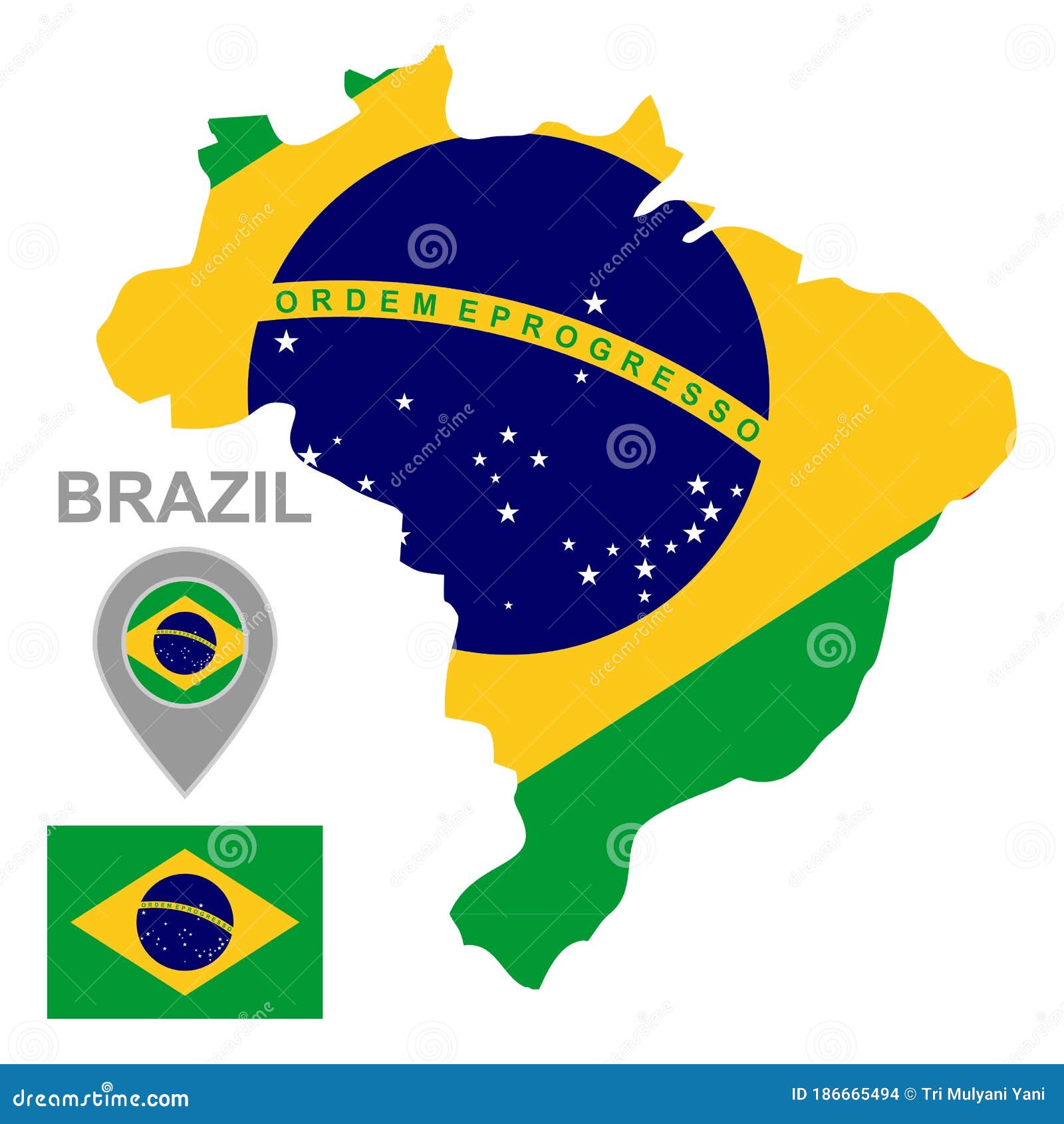 Maps of Brazil with National Flags Icon Vector Design Symbol Stock ...