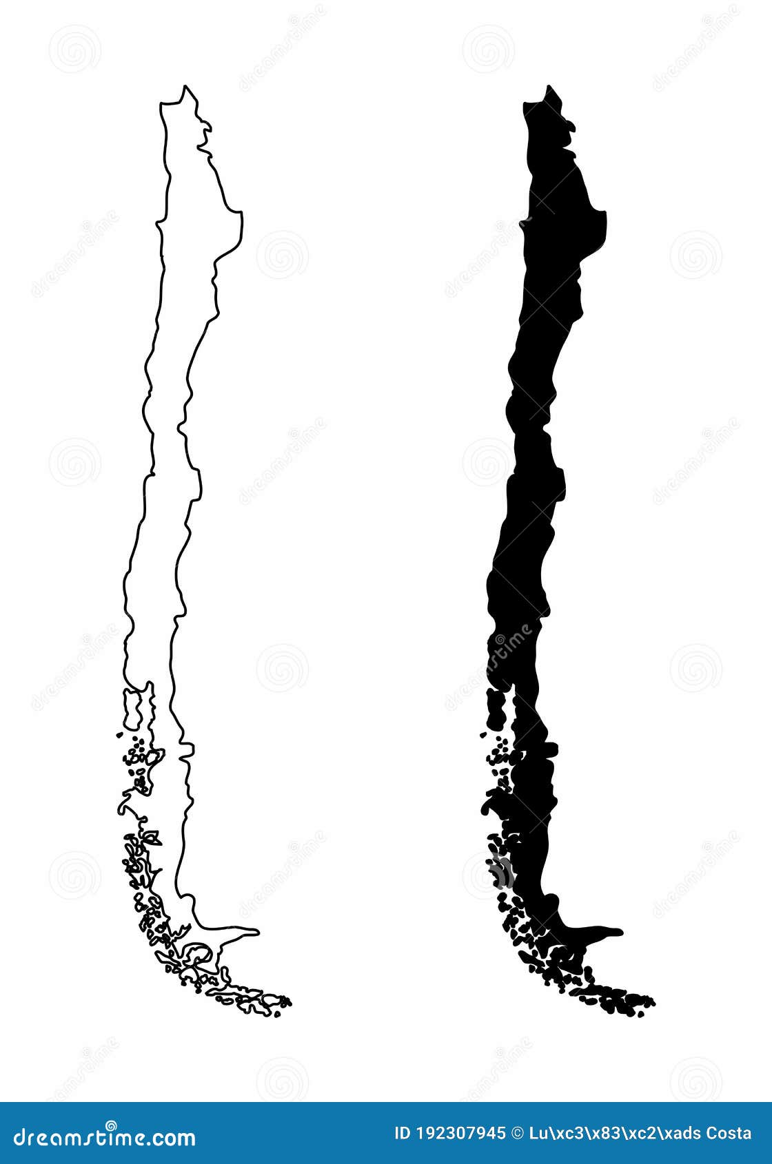 Simplified Map Of Chile Outline, With Slightly Bent Flag Under I Vector ...