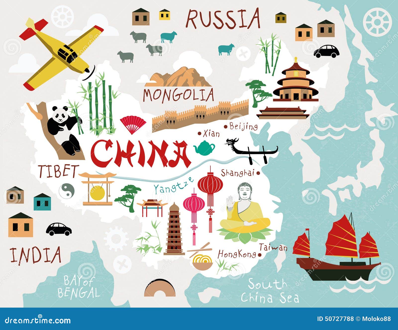 Maps of China stock vector. Illustration of ancient, asian - 50727788