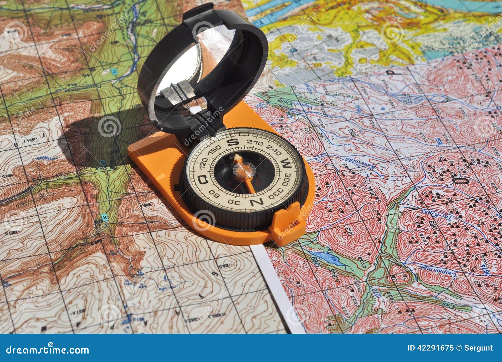 Maps and compass. stock image. Image of longitude, extreme - 42291675