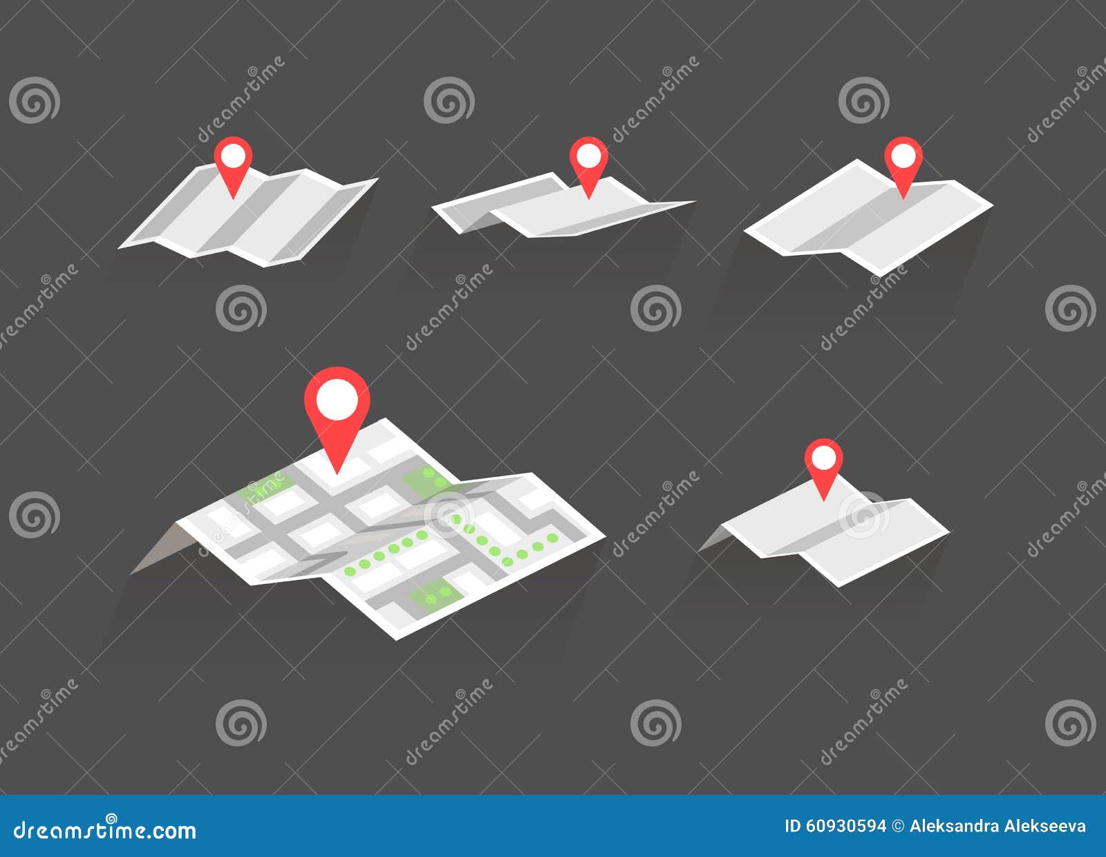 Maps with Destination Symbols Vector Set Stock Vector - Illustration of ...