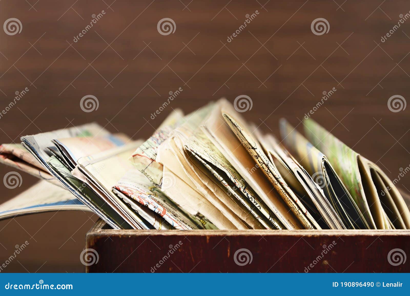 Maps of Different Countries in a Wooden Box Stock Photo - Image of ...