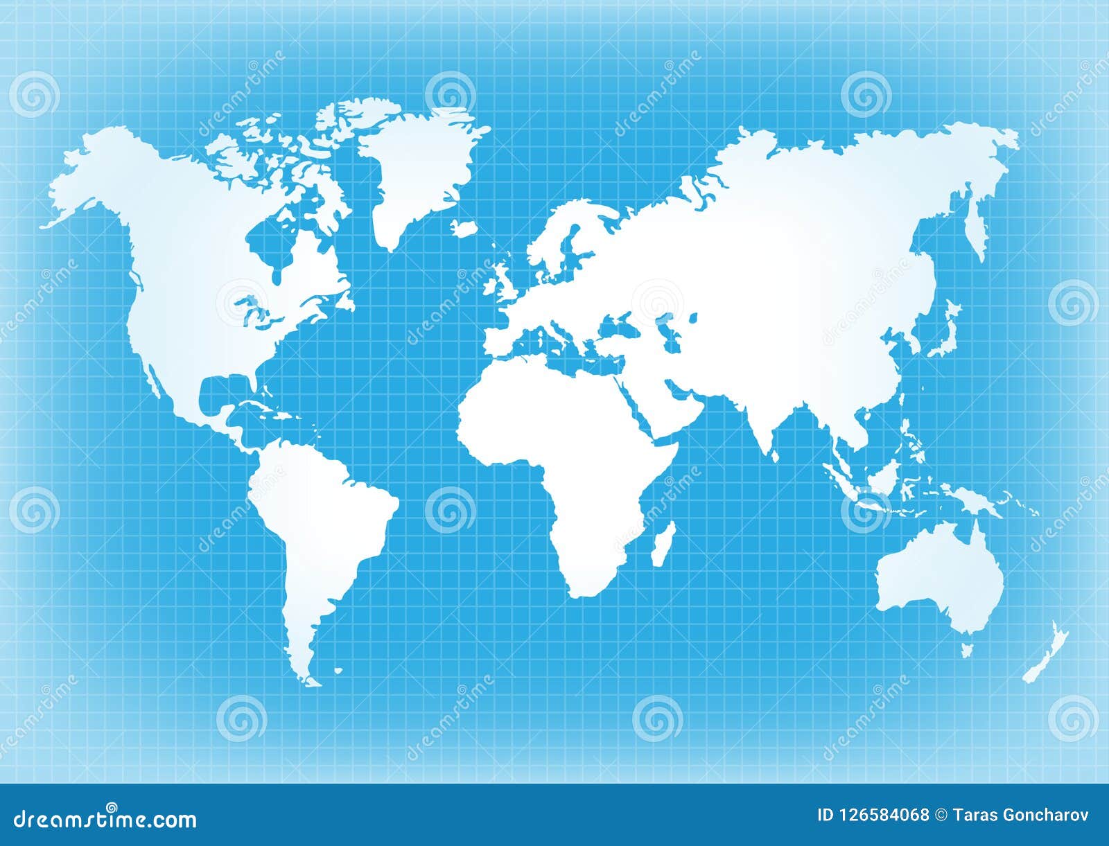 Continents Vector Map Illustration. World Map Divided Into Six ...