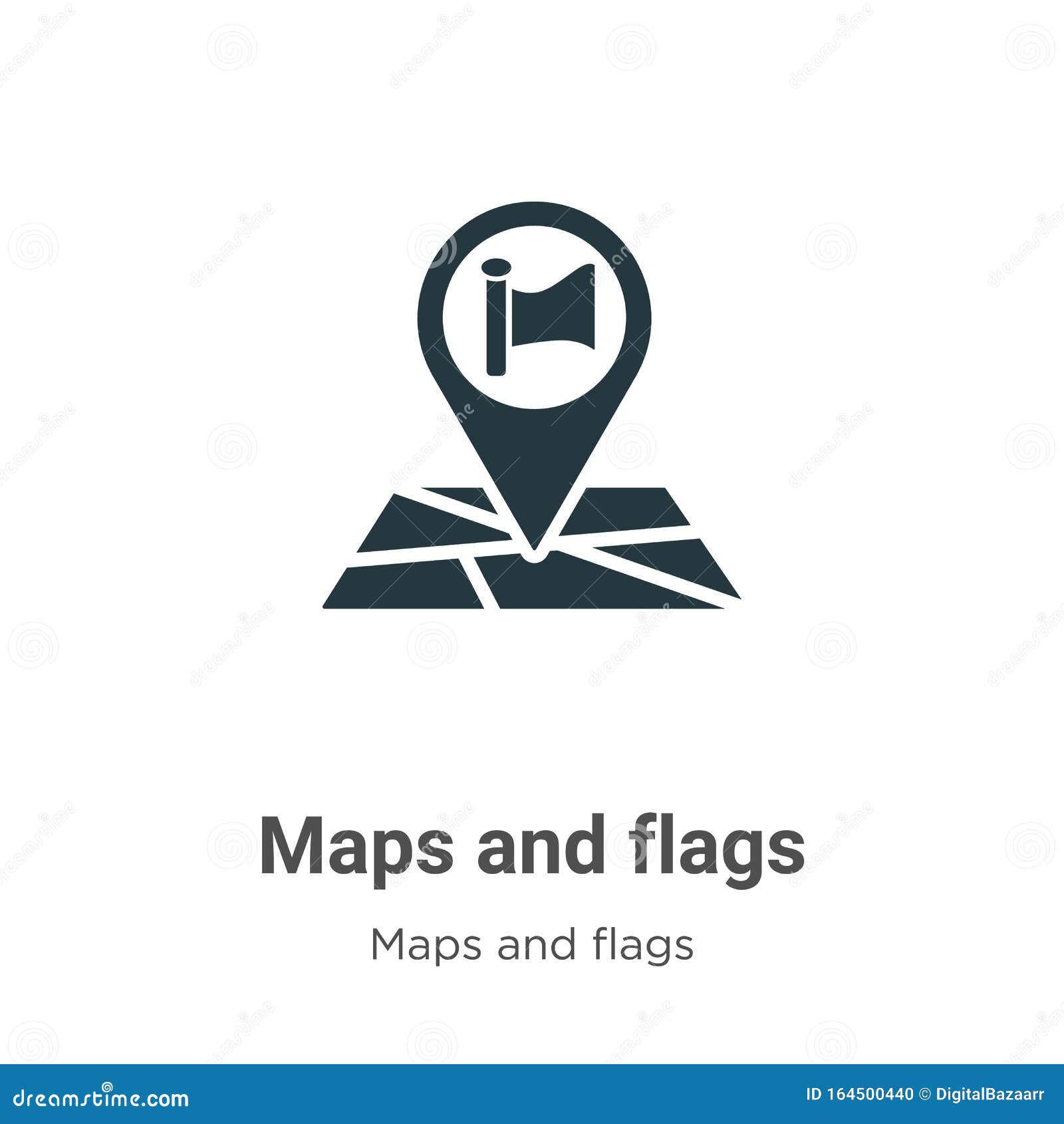Maps And Flags Vector Icon On White Background. Flat Vector Maps And ...