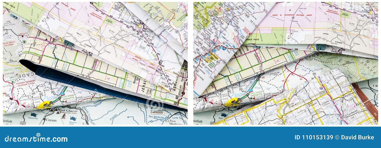 Maps Atlas Print Highway Collage Road Map Editorial Photo ...