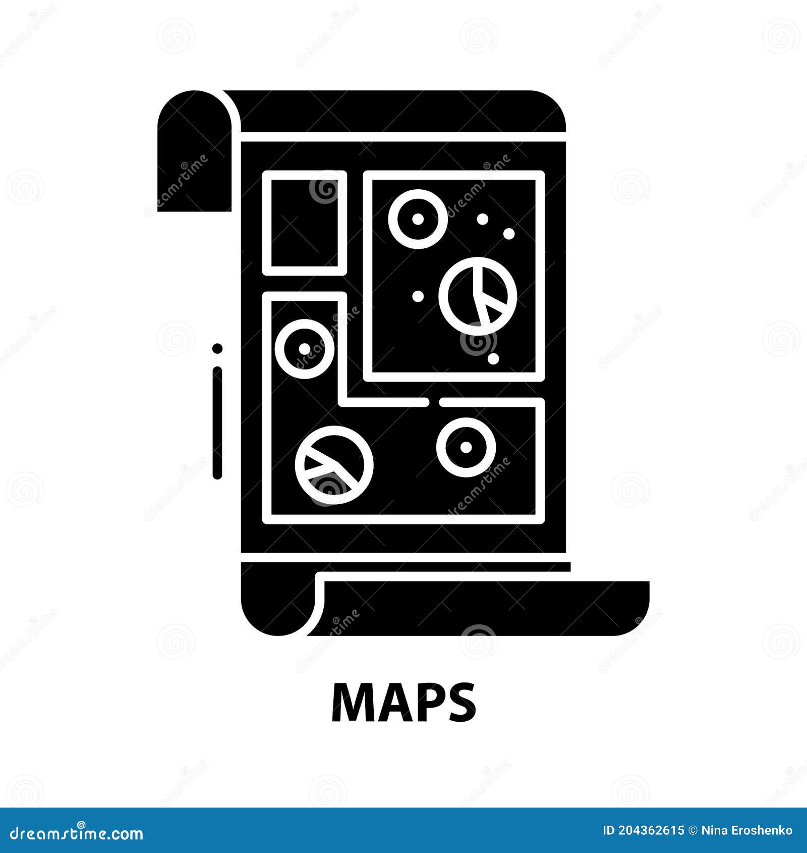 Maps Icon, Black Vector Sign with Editable Strokes, Concept ...