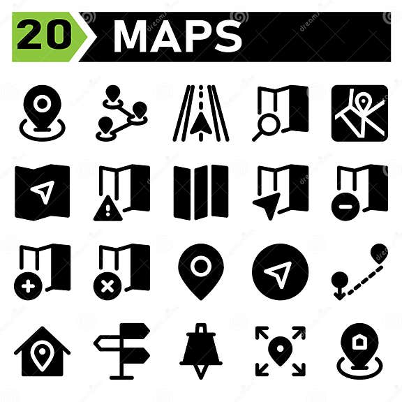Maps Icon Include Map Location Marker Navigation Route Maps Direction ...