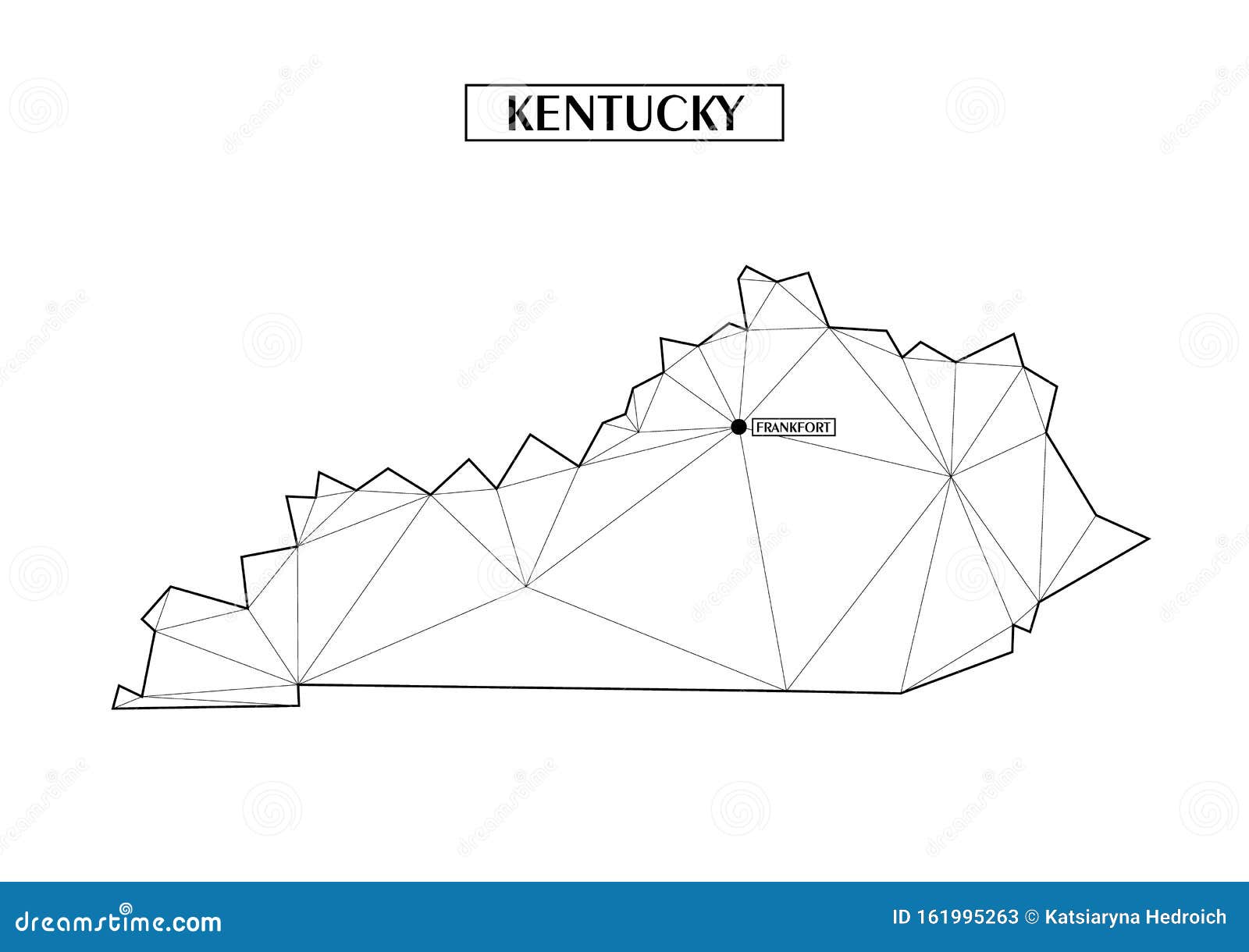Polygonal Abstract Map State of Kentucky with Connected Triangular ...
