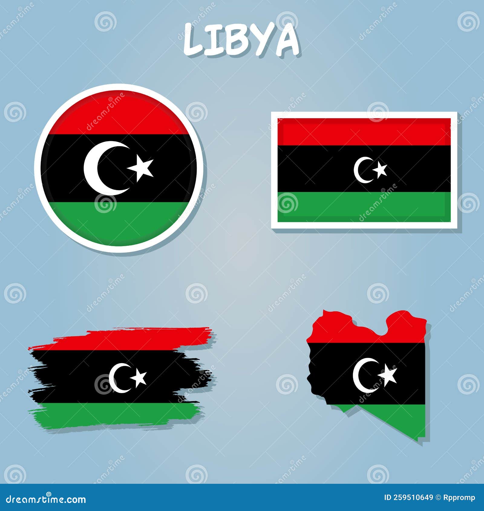 Maps of Libya, 3 Dimensional with Flag Clipped Inside Borders,and ...