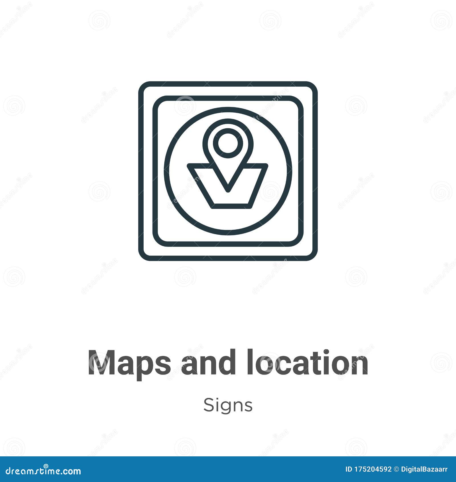Maps and Location Outline Vector Icon. Thin Line Black Maps and ...