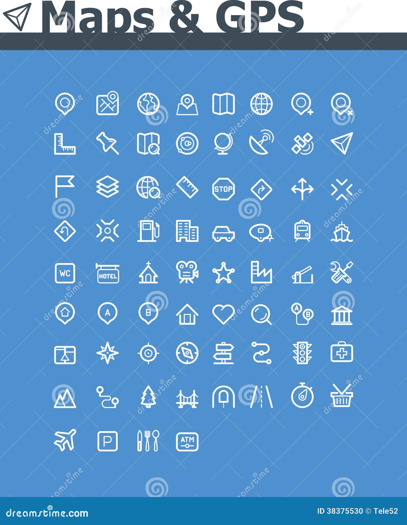 Maps and Navigation Icon Set Stock Vector - Illustration of road ...