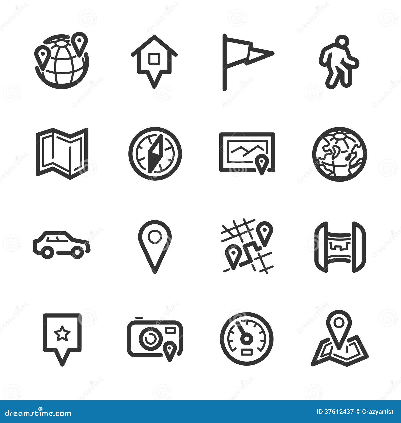 Maps and Navigation Icons â€“ Bazza Series Stock Vector - Illustration ...