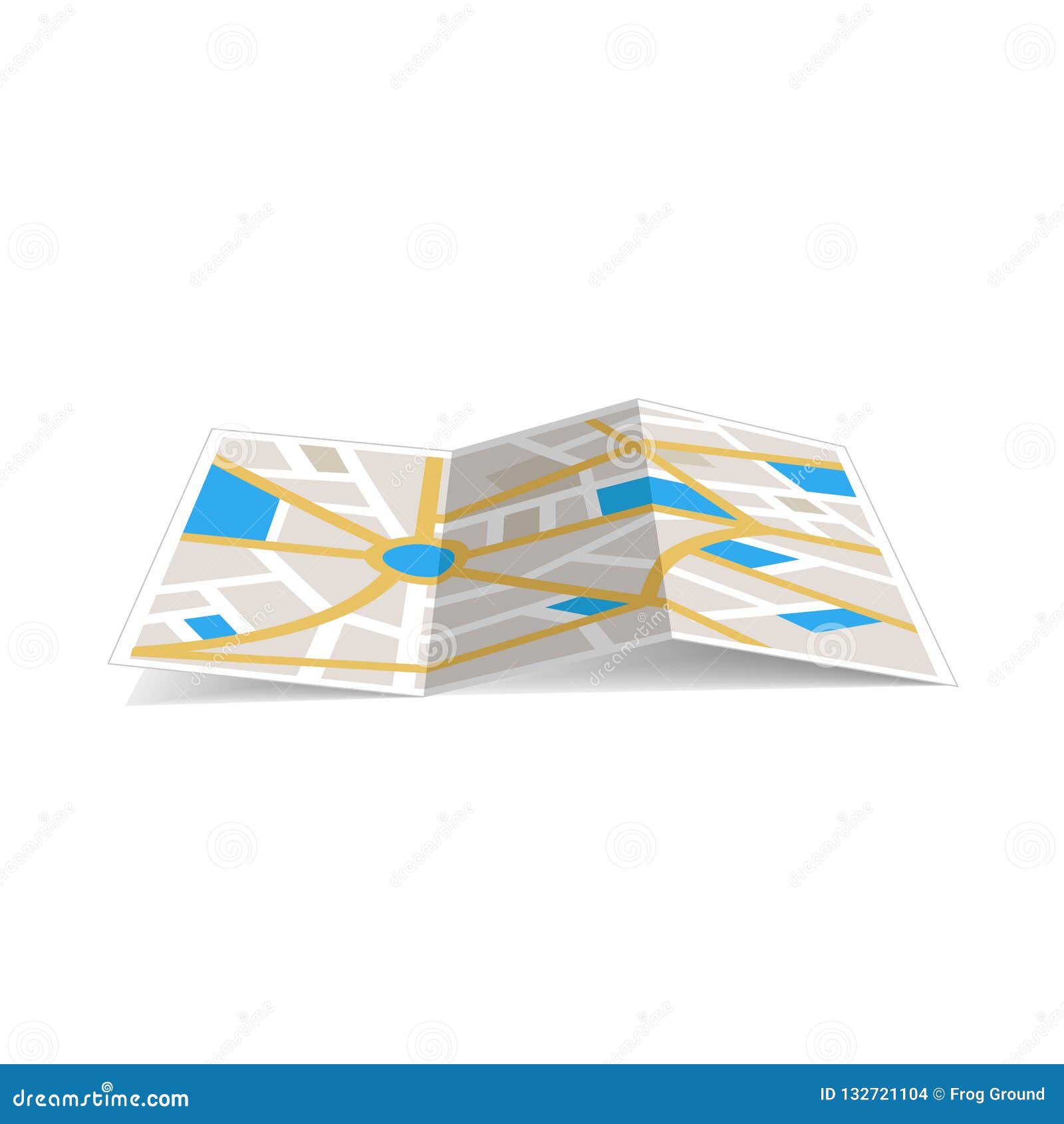 Maps Navigation with Red and Blue Color Point Markers and Compass ...