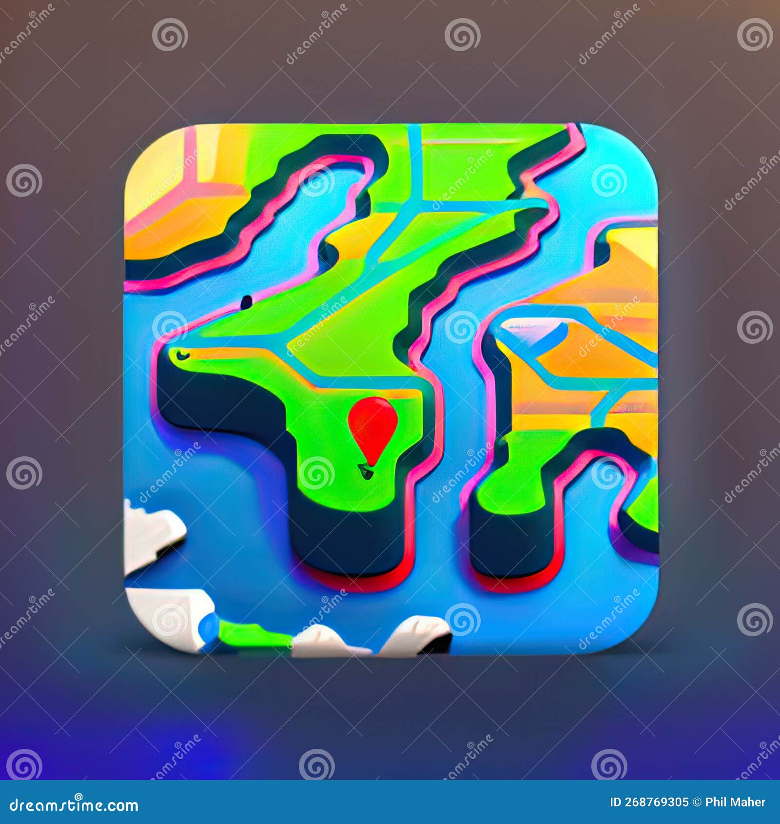 Maps & Navigation Software App Icon. Generative AI. Stock Image - Image ...