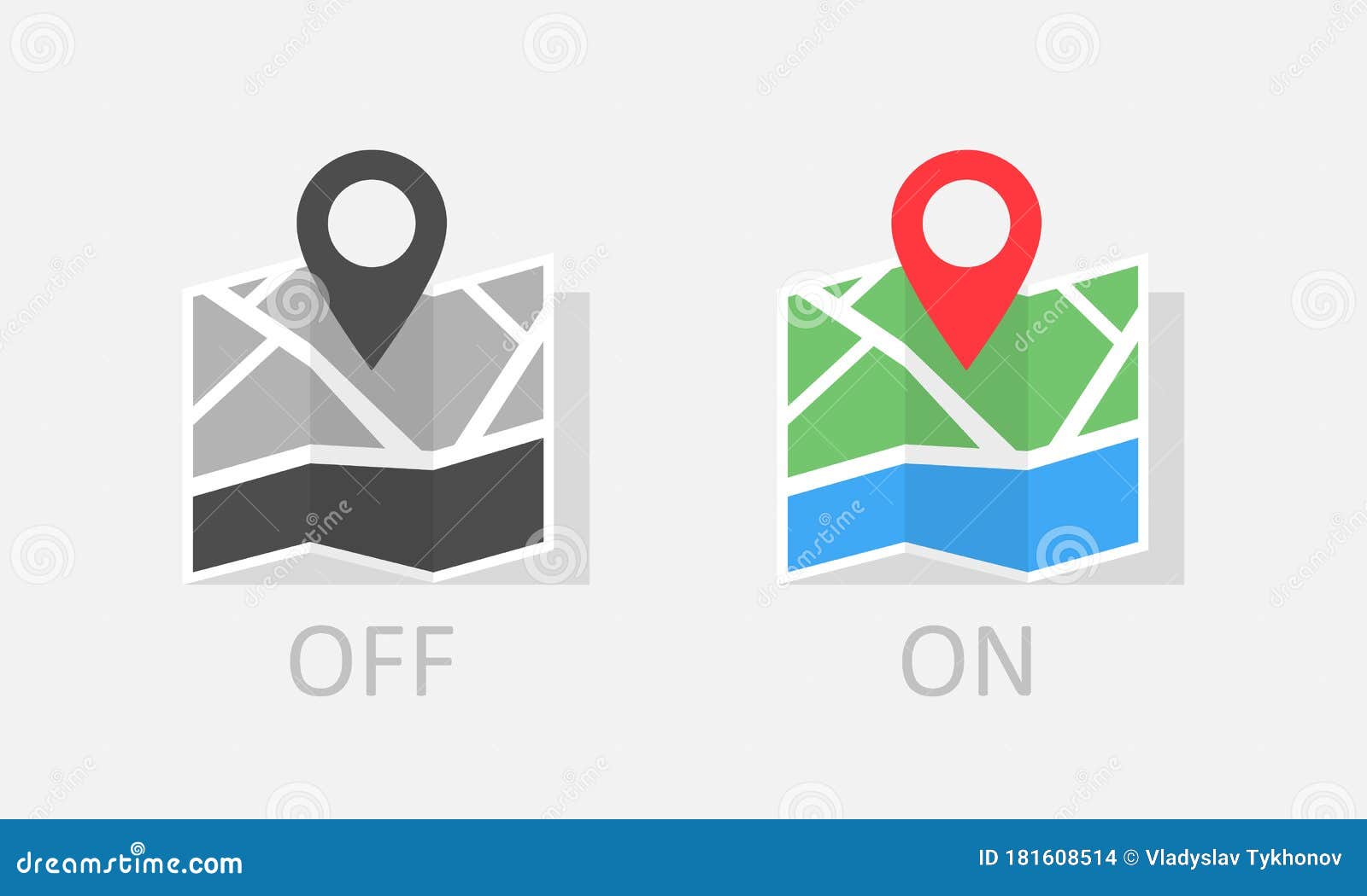 Maps Navigator Location on Off Icon. Vector EPS 10 Stock Vector ...