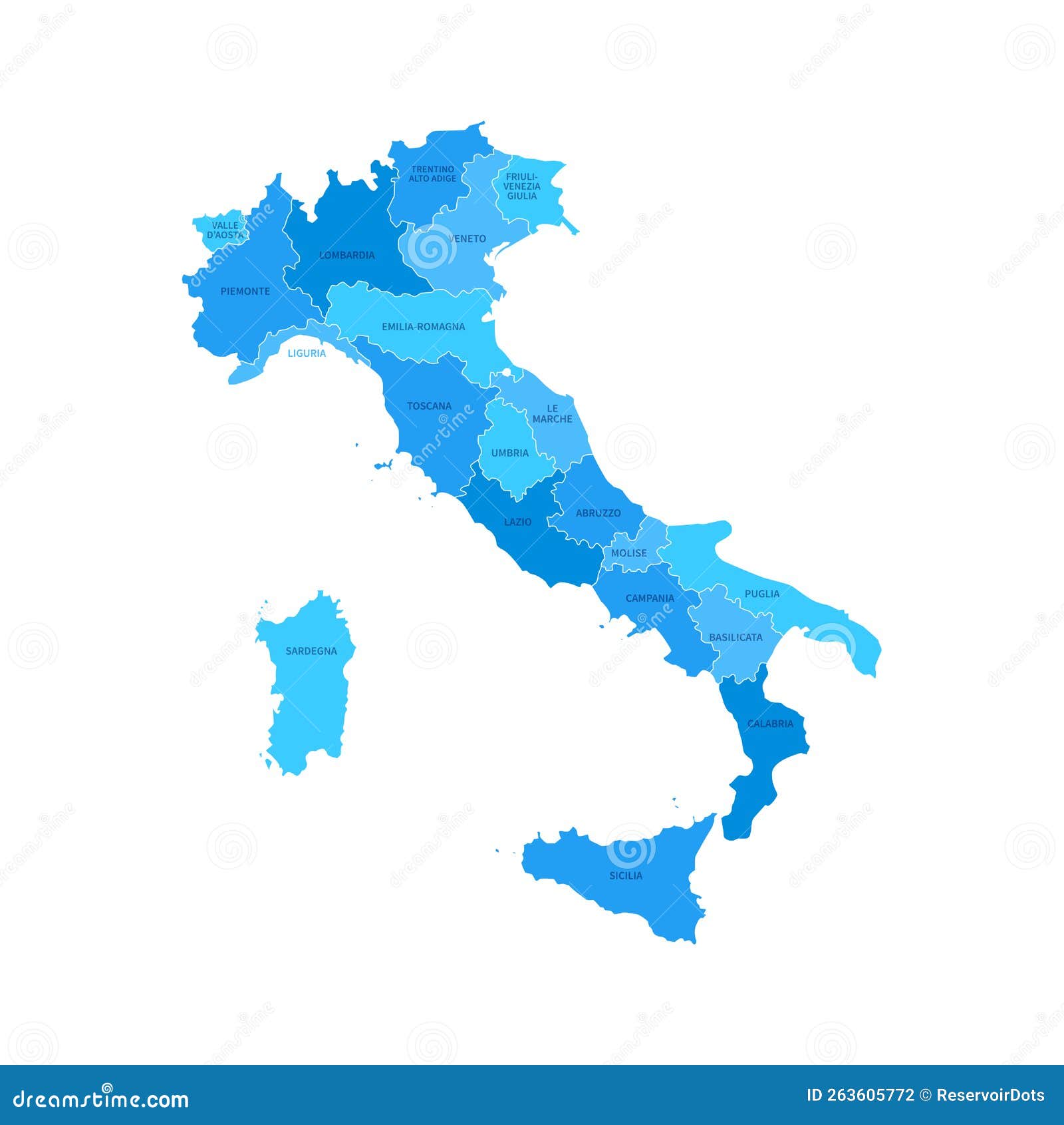 Italy Regions Map with Editable Stroke Illustration Stock Illustration ...