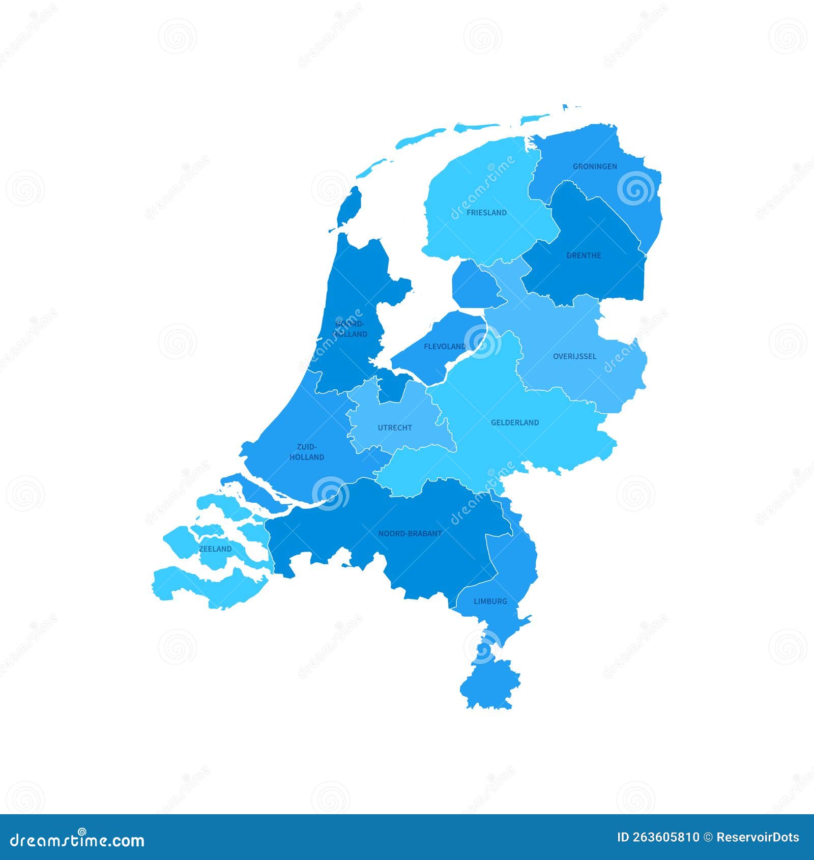 Netherlands Regions Map with Editable Outline Illustration Stock ...