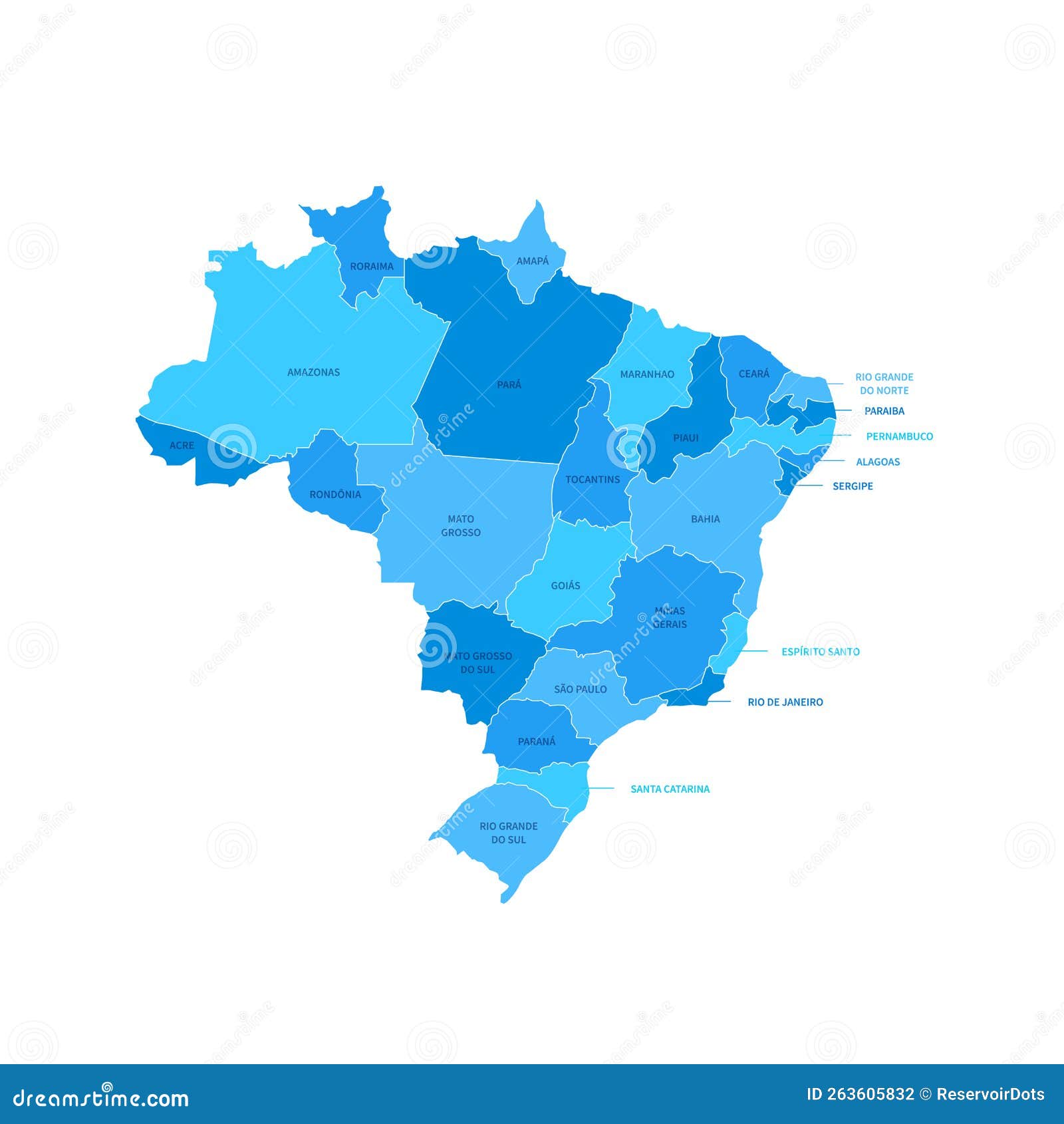 Brazil Regions Map with Editable Outline Illustration Stock ...