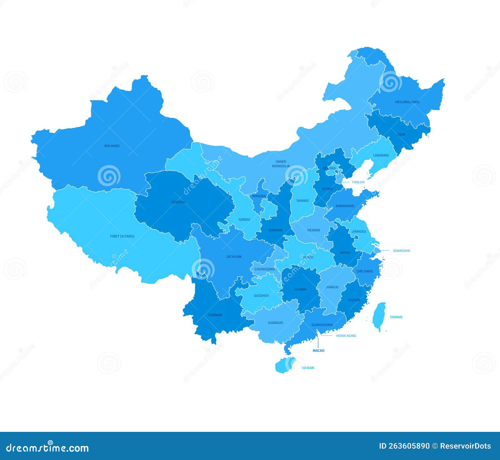 China Regions Map with Editable Outline Illustration Stock Illustration ...