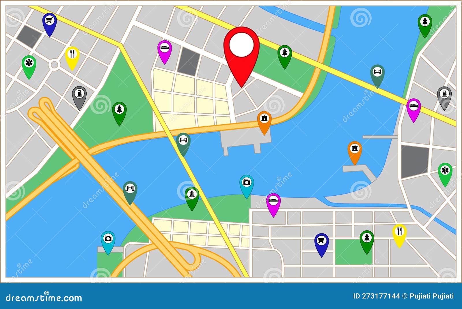 Global Map Pin Sign for Navigation Direction Place - 3d Illustration ...
