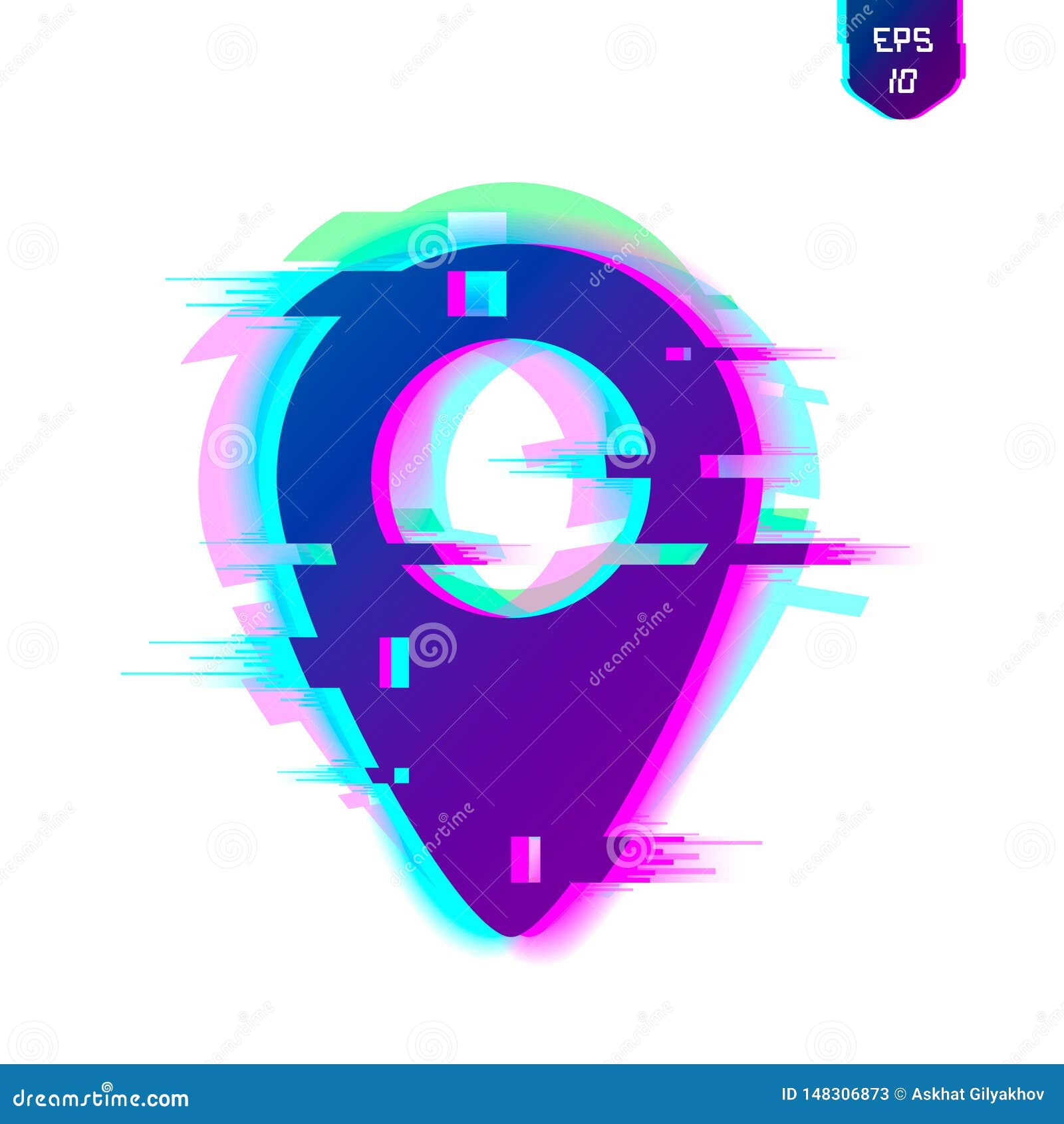 Cursor And Pin On The Map Neon Icon. Elements Of Navigation Set. Simple ...