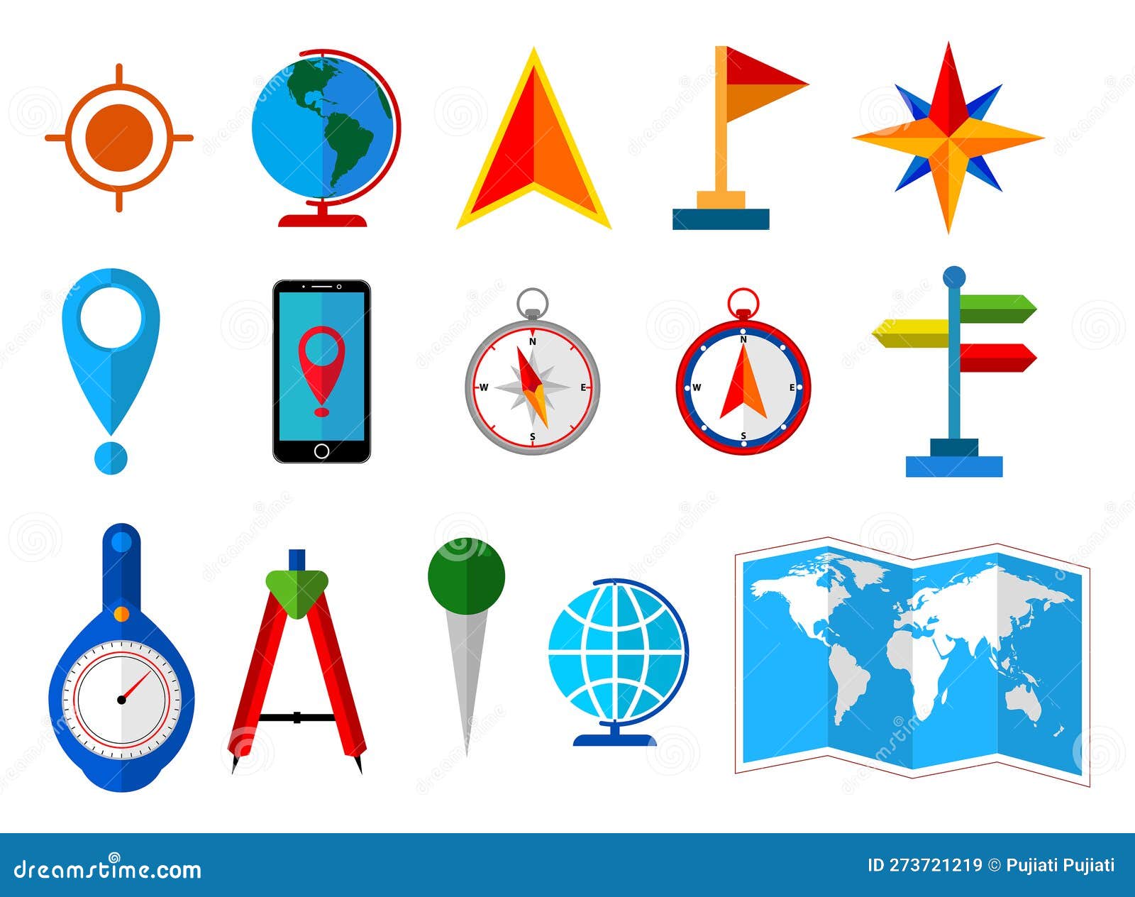 Global Map Pin Sign for Navigation Direction Place - 3d Illustration ...