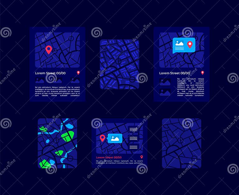 Maps UI elements kit stock vector. Illustration of address - 197799644