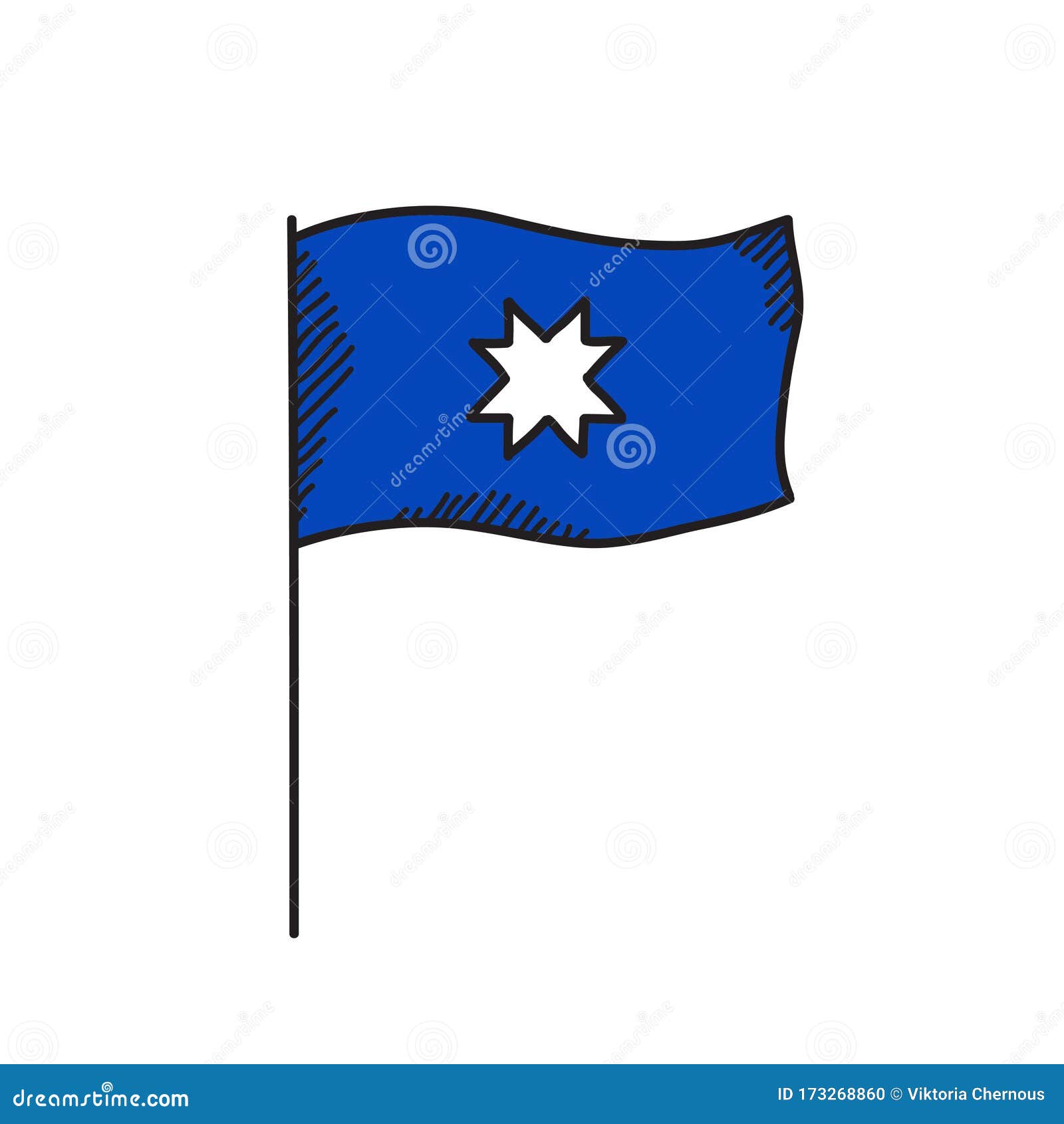Mapuche Banner with Star Doodle Icon, Vector Illustration Stock ...