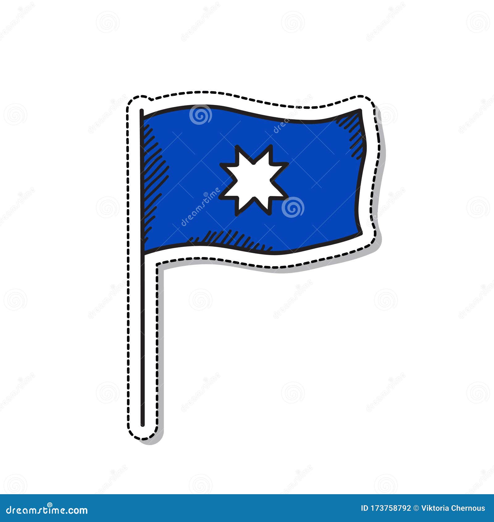Mapuche Banner with Star Doodle Icon, Vector Illustration Stock ...