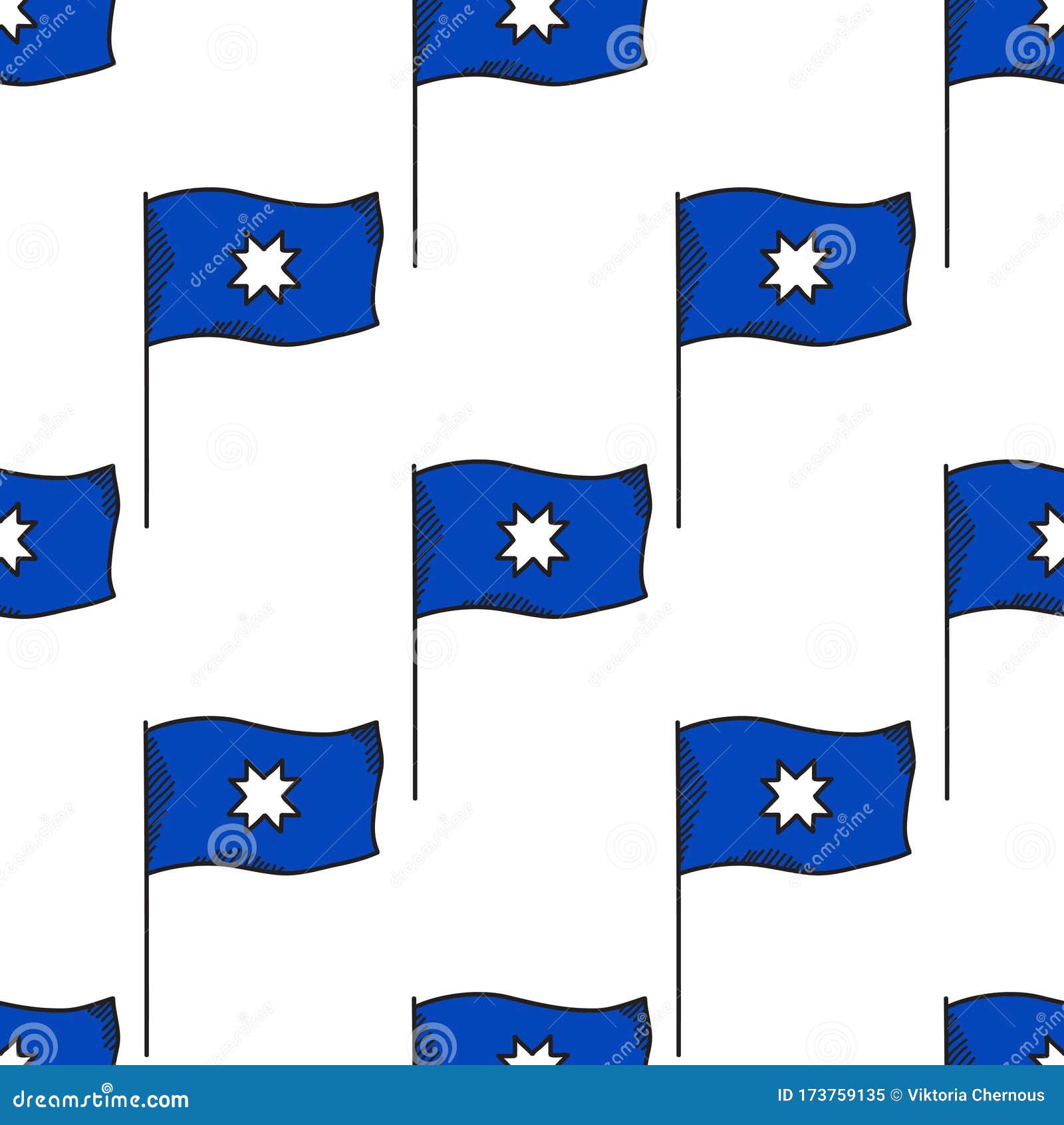 Mapuche Banner with Star Seamless Doodle Pattern, Vector Illustration ...