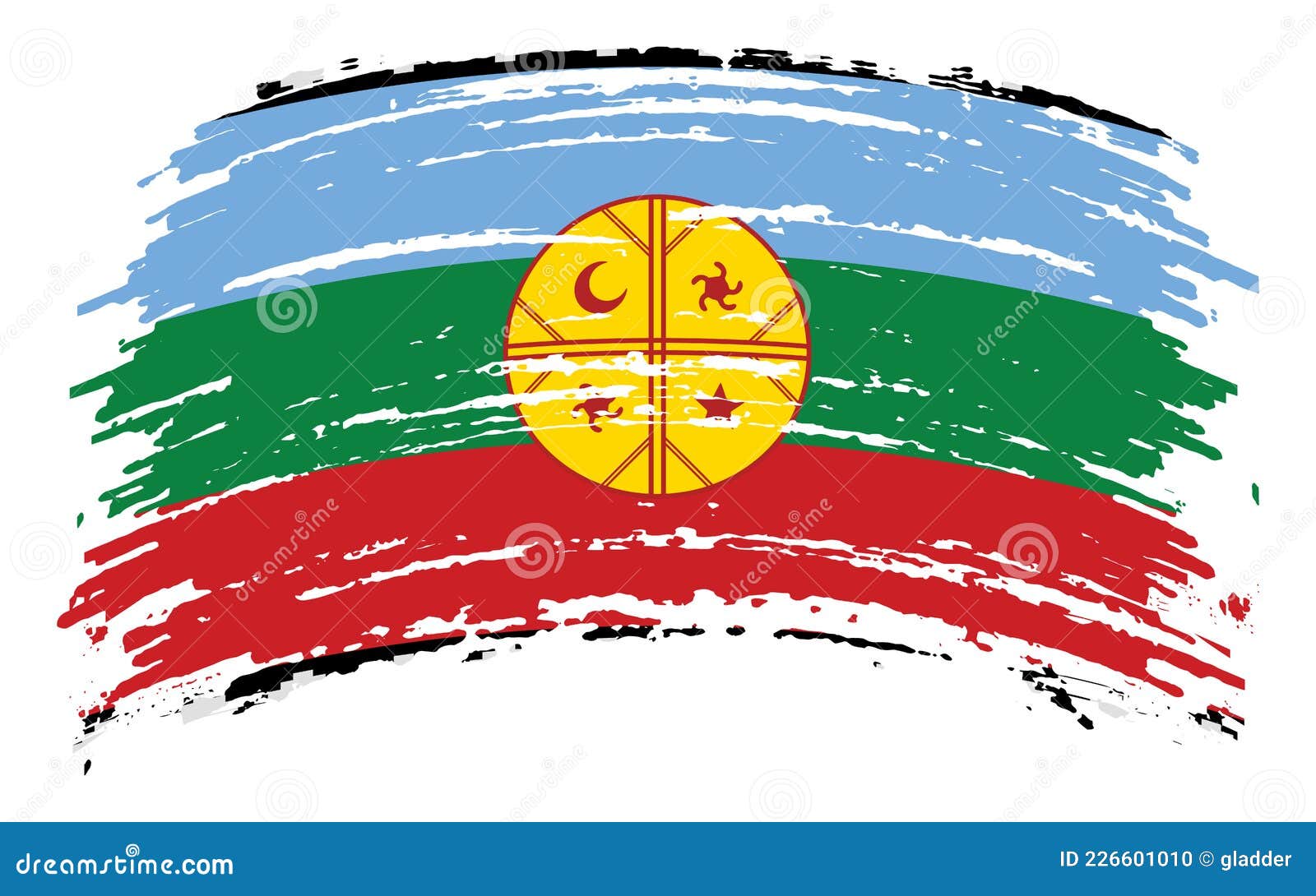 Mapuche Flag in Grunge Brush Stroke, Vector Stock Vector - Illustration ...