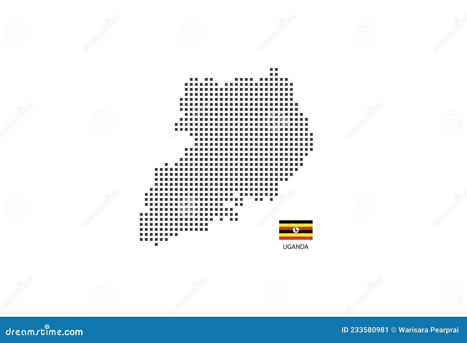 Vector Square Pixel Dotted Map of Uganda Isolated on White Background ...