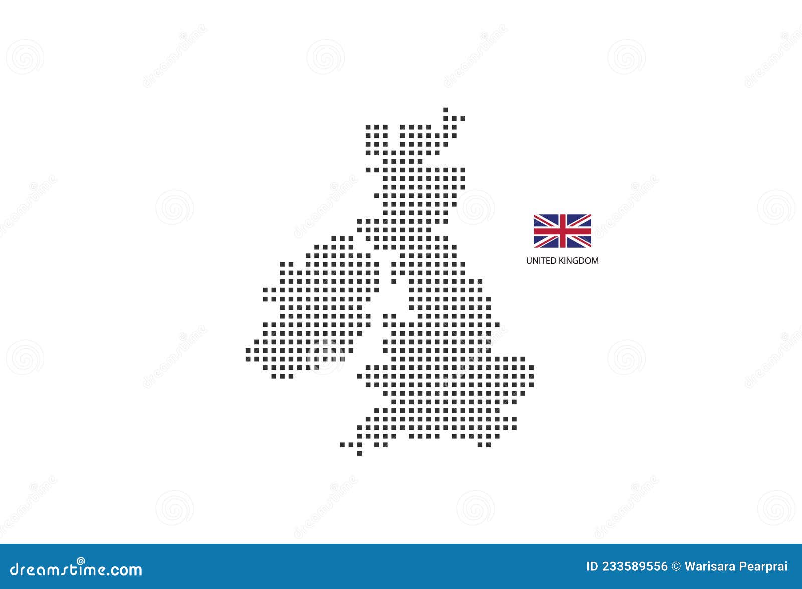 Vector Square Pixel Dotted Map of UK Isolated on White Background with ...