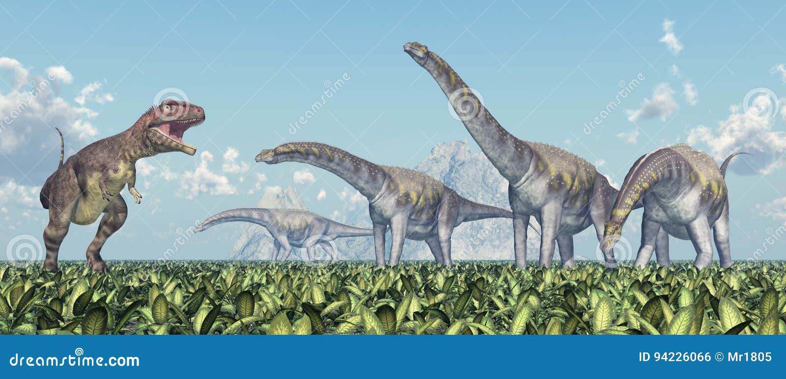 Mapusaurus and Argentinosaurus Stock Illustration - Illustration of ...