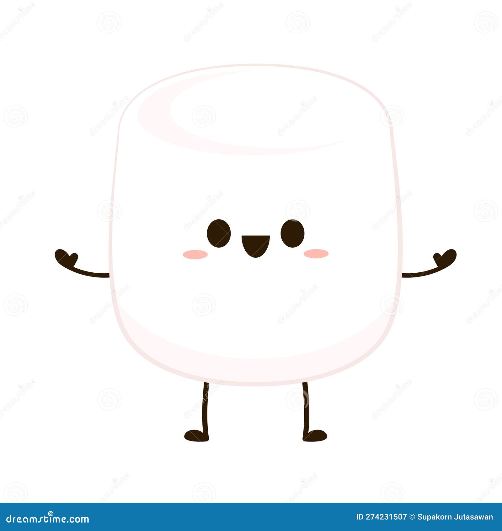White Marshmallow Cartoon Marshmallow Character Design Stock Vector
