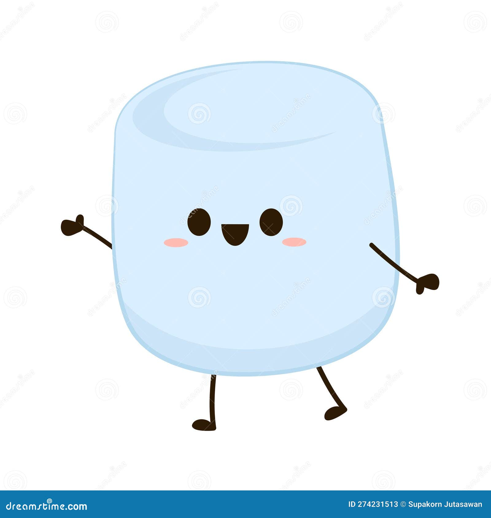 Marshmallow Cartoon Marshmallow Character Design Vector Illustration