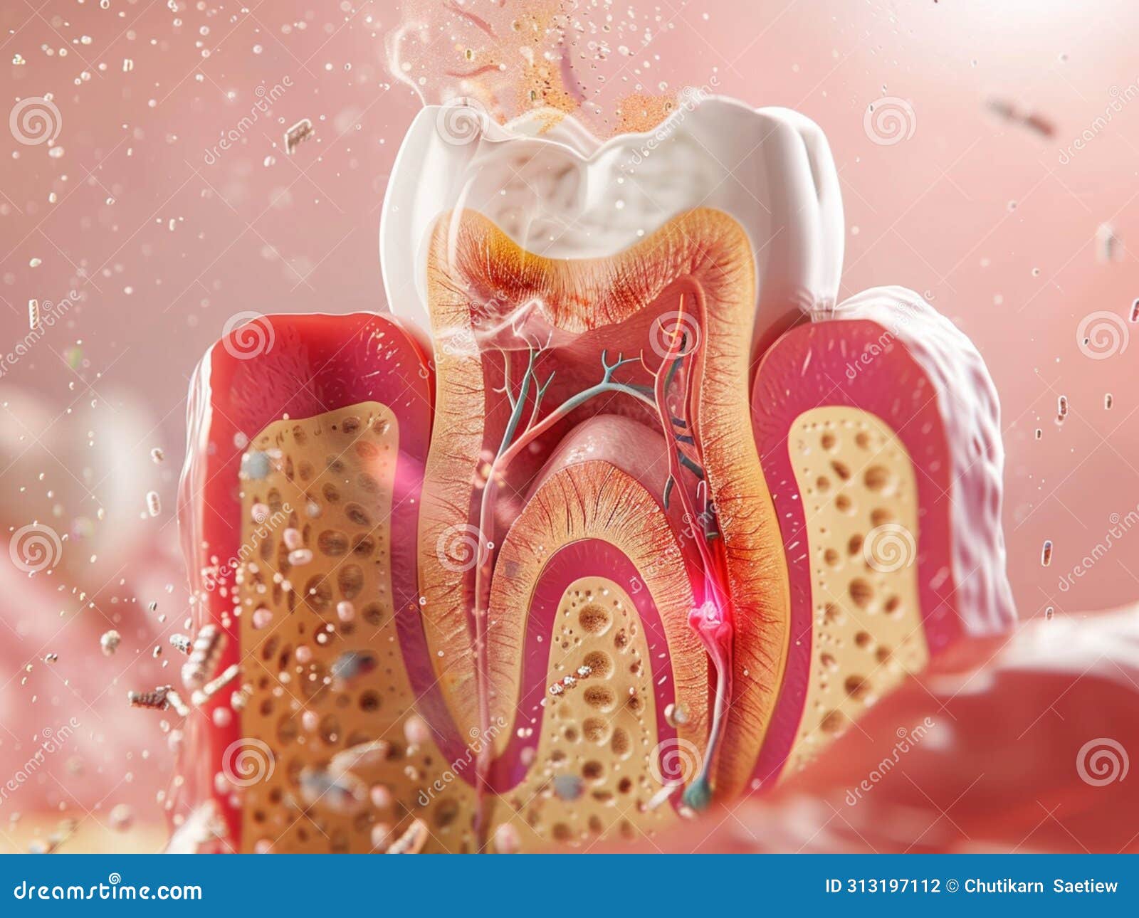 Cross-sectional View of a Tooth Affected by Caries, Aigenerated Stock ...