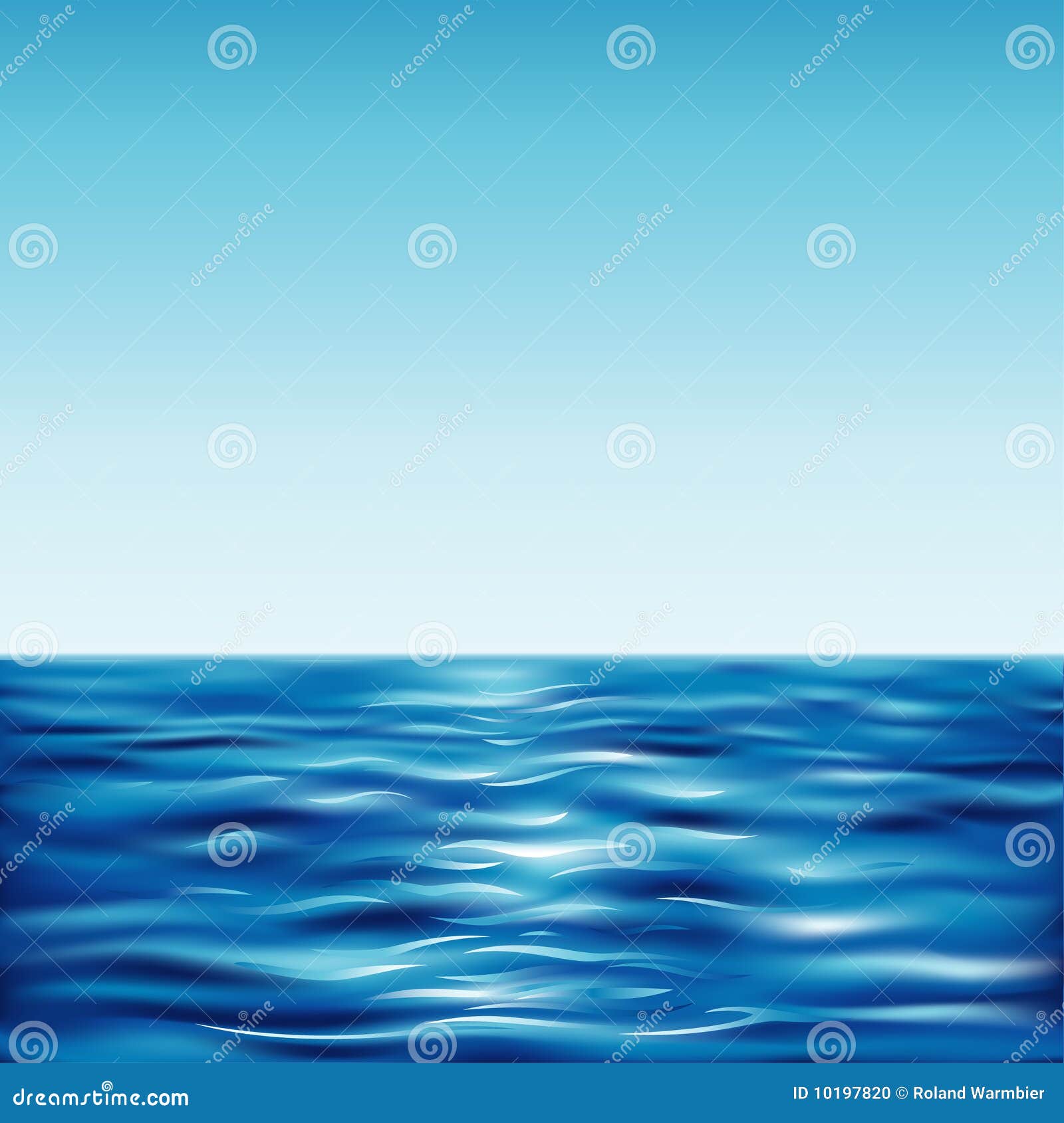 Mar azul y cielo claro ilustración del vector. Ilustración de vibrante ...