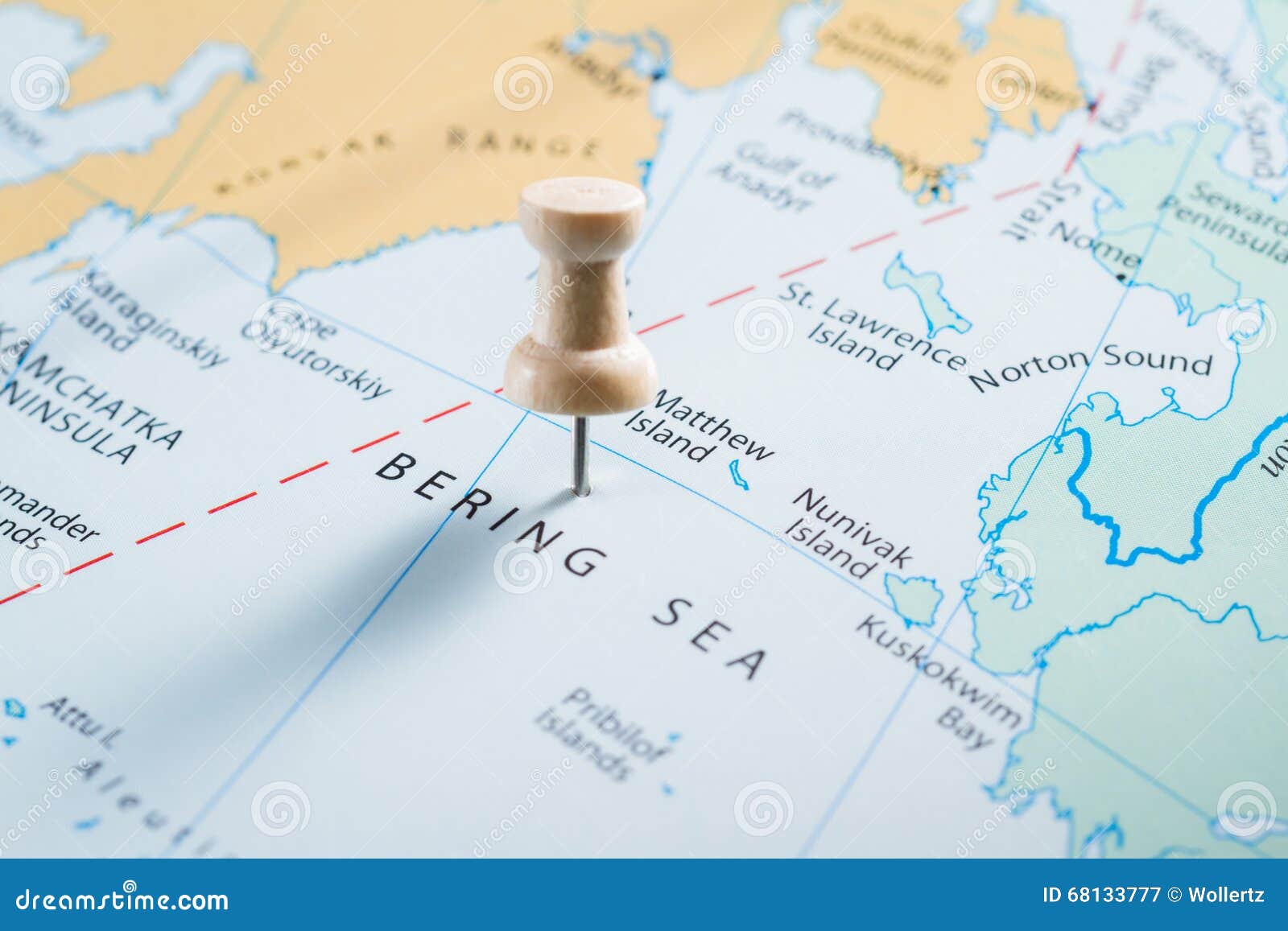 Mar de Bering en un mapa imagen de archivo. Imagen de cambiar - 68133777