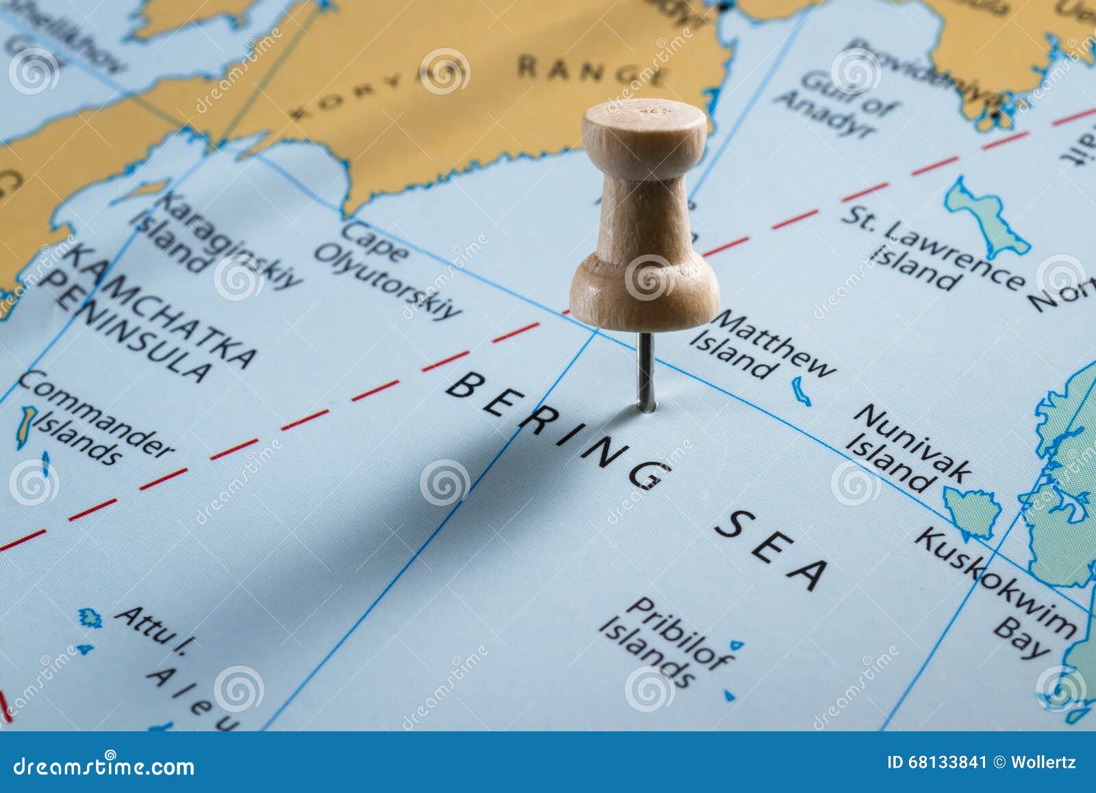 Mar de Bering en un mapa imagen de archivo. Imagen de lugares - 68133841