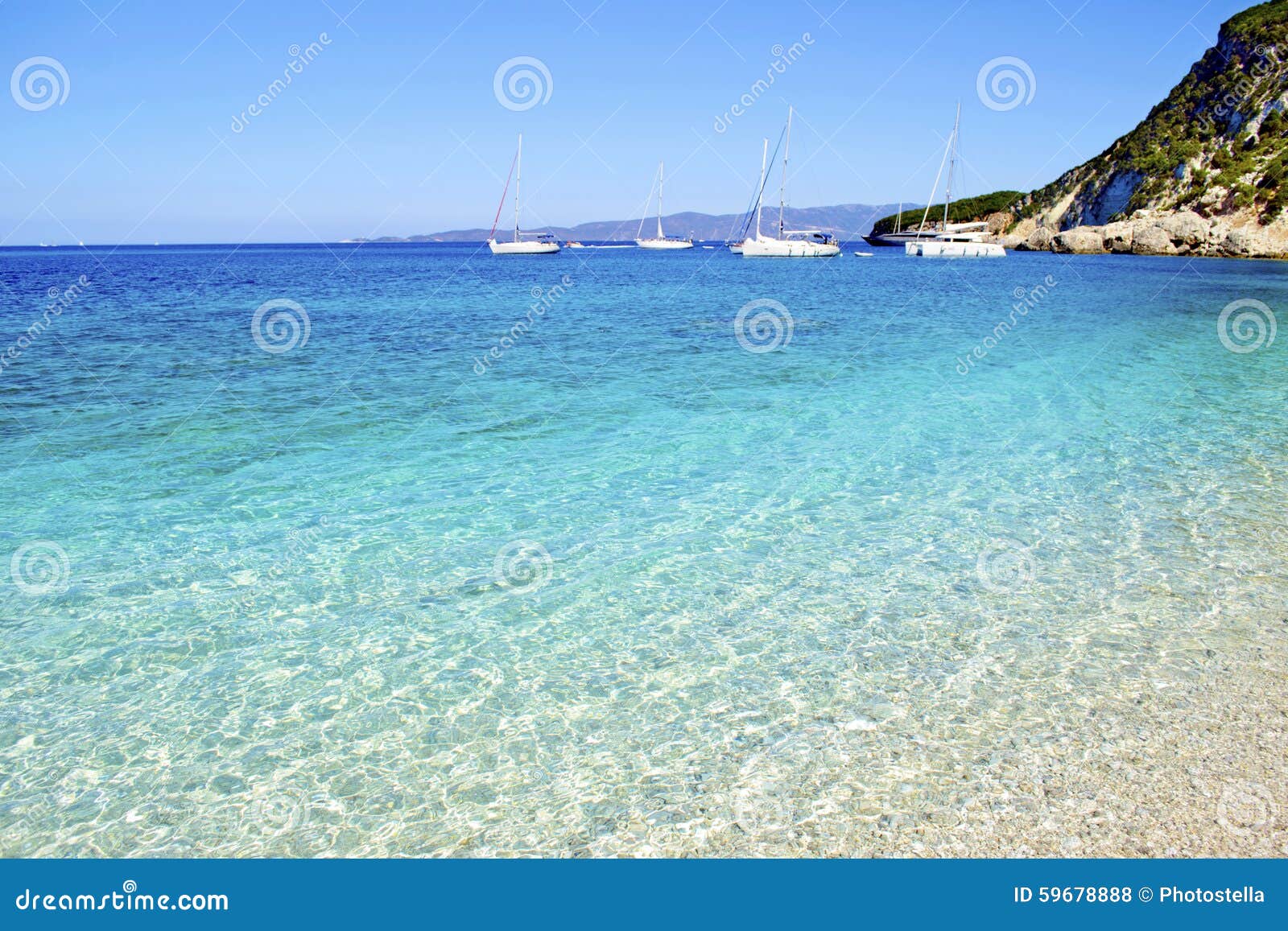 Mar De Turquesa Na Ilha De Ithaca Foto de Stock - Imagem de praia ...