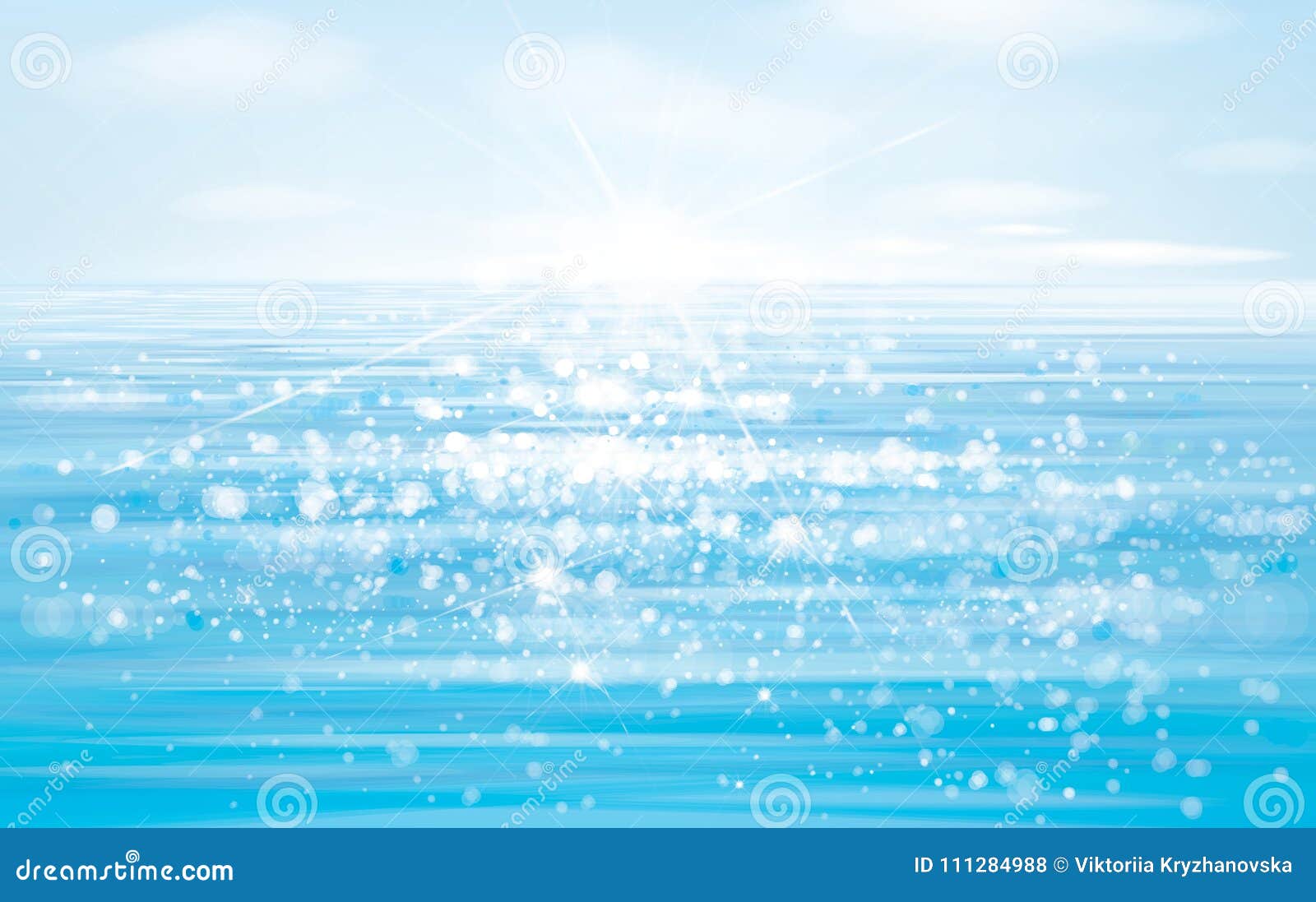 Mar Del Vector Y Cielo Azules Del Brillo Del Sol Ilustración del Vector ...