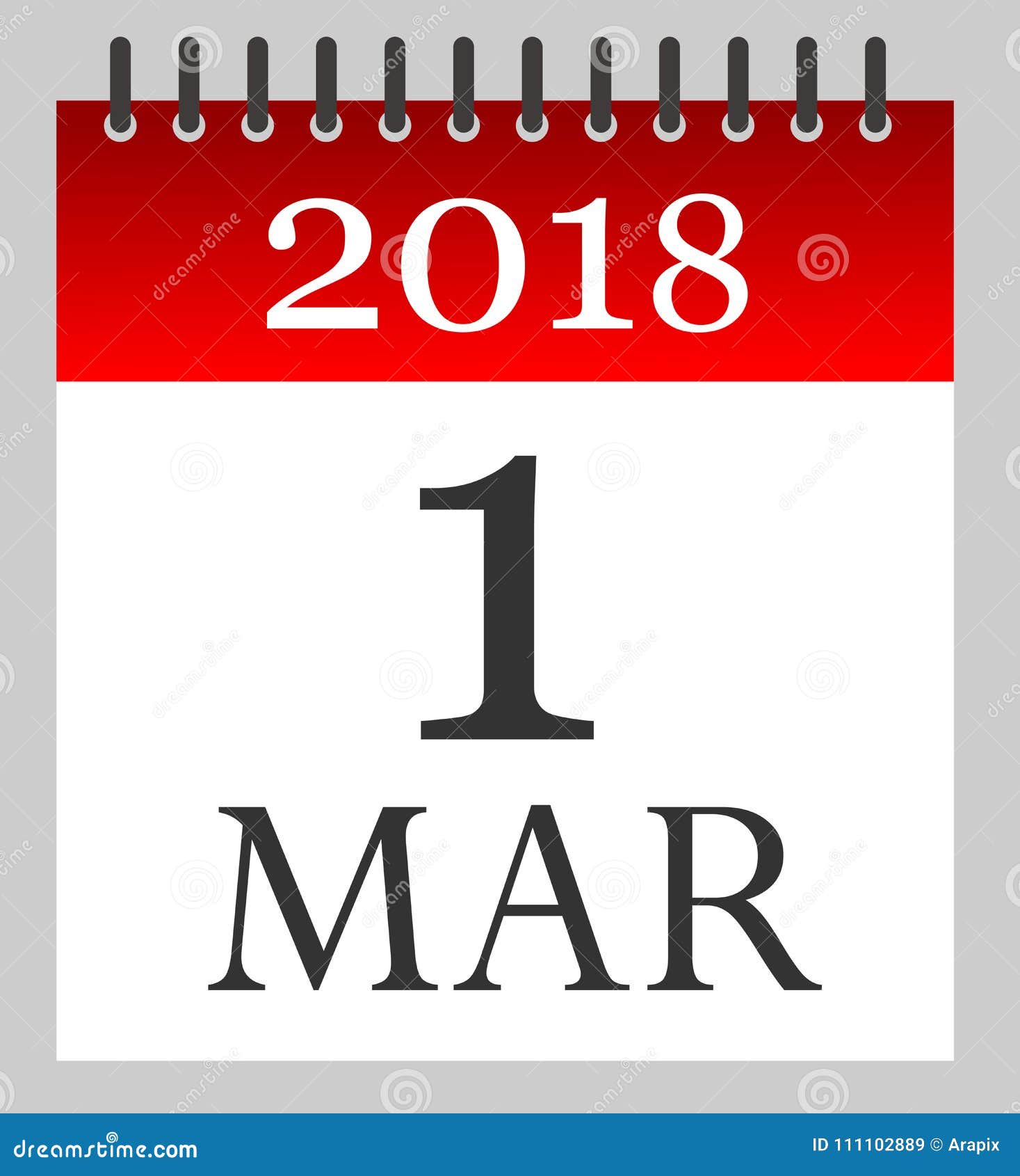 1 Mar 2018 - First of March - daily Calendar Stock Vector ...